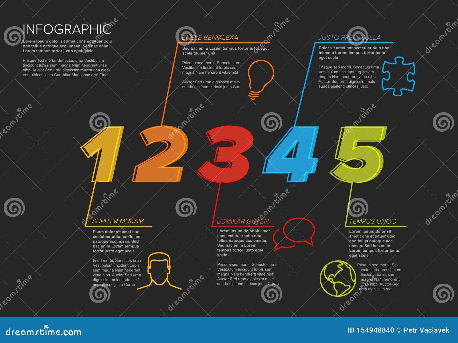 Five Steps Sequence Template Infographic Stock Vector - Illustration of ...