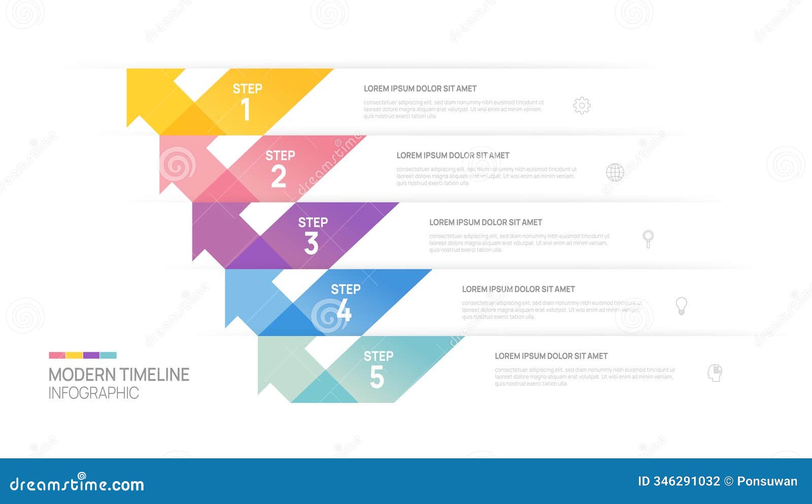 Five Steps Line Infographic, Puzzle Timeline Cartoon Vector ...