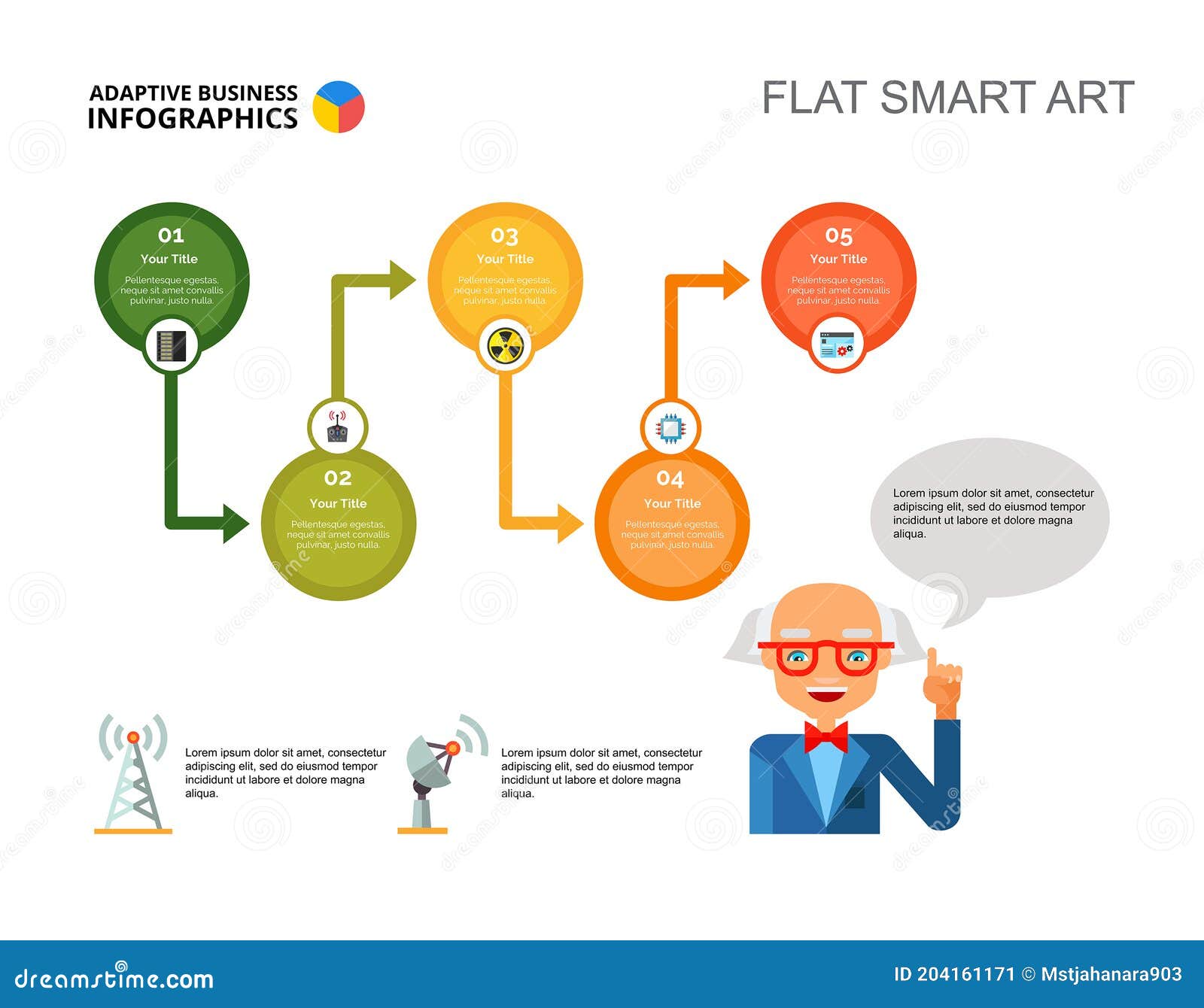 Five Steps Technology Concept Template Stock Vector - Illustration of ...