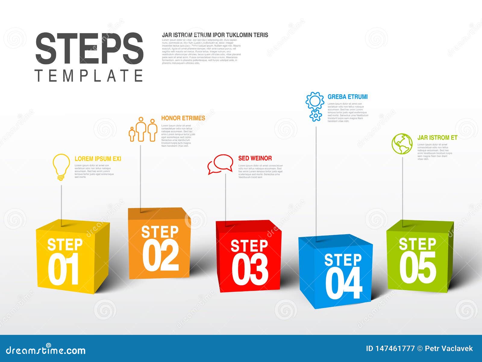 Five Steps Template with Cubes Stock Vector - Illustration of procedure ...