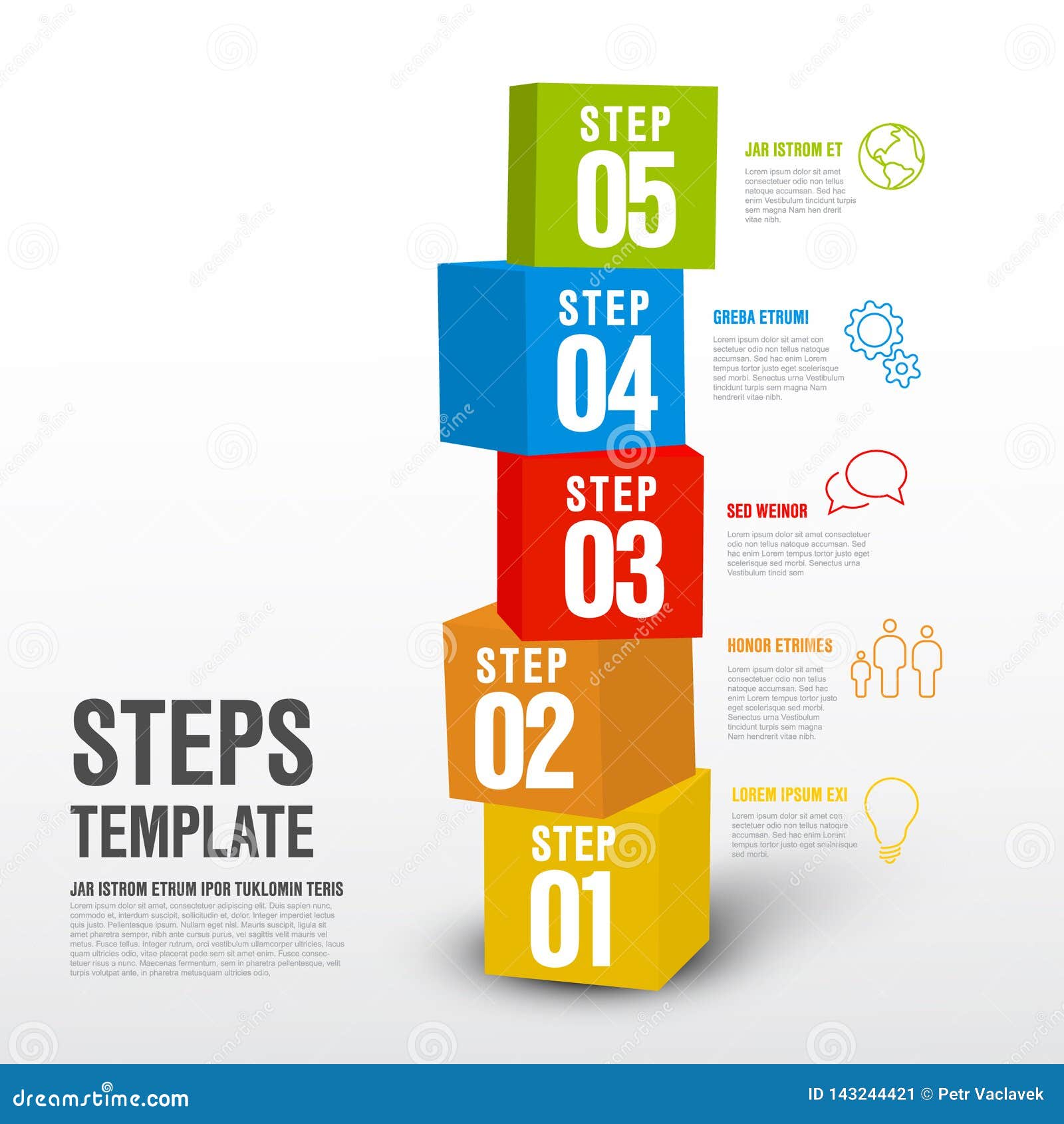 Five Steps Template with Cubes Stock Vector - Illustration of modern ...