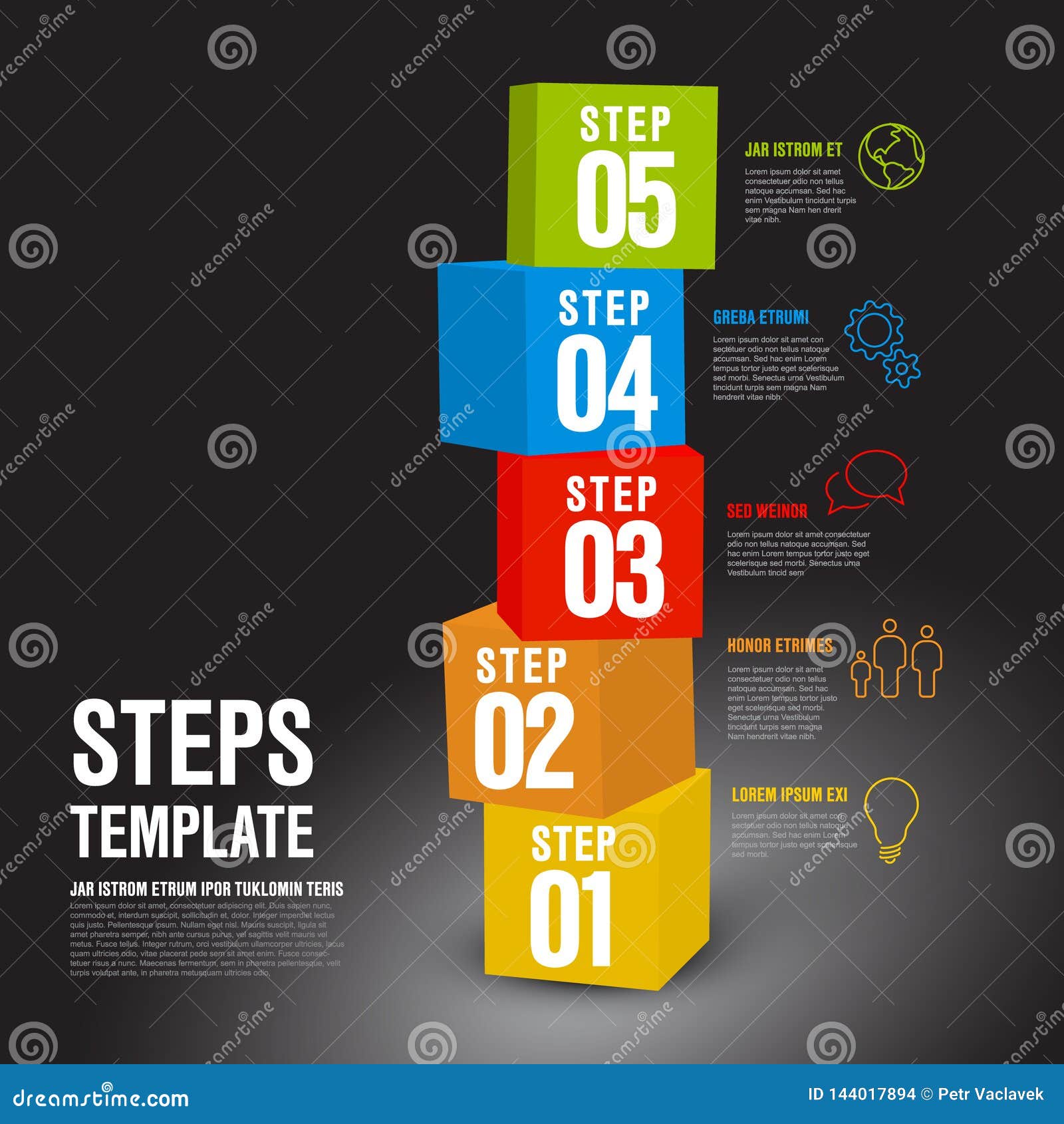 Five Steps Template with Cubes Stock Vector - Illustration of modern ...
