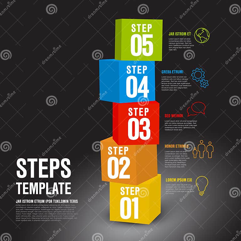 Five Steps Template with Cubes Stock Vector - Illustration of modern ...