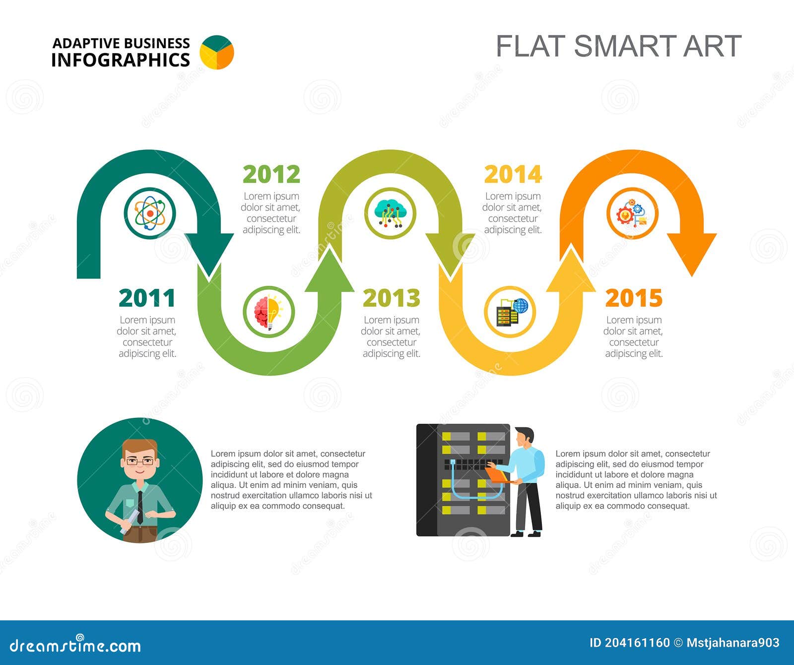 Five Steps Timeline Slide Template Stock Vector - Illustration of ...
