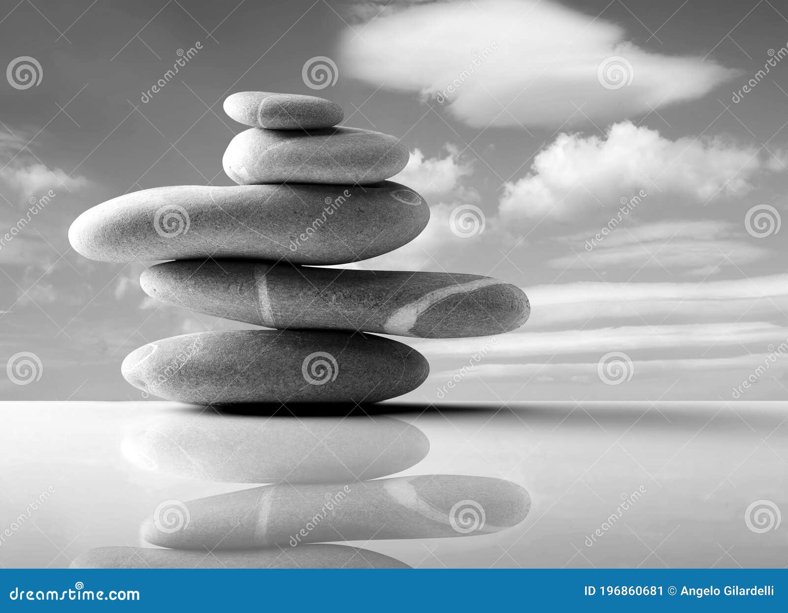Five Stones Forming a Balanced Stack Stock Image - Image of cloud, pure ...