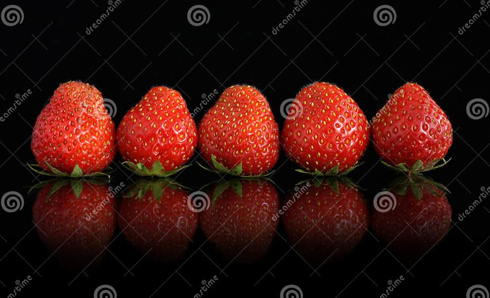 Five strawberries stock photo. Image of isolated, delicious - 14875770