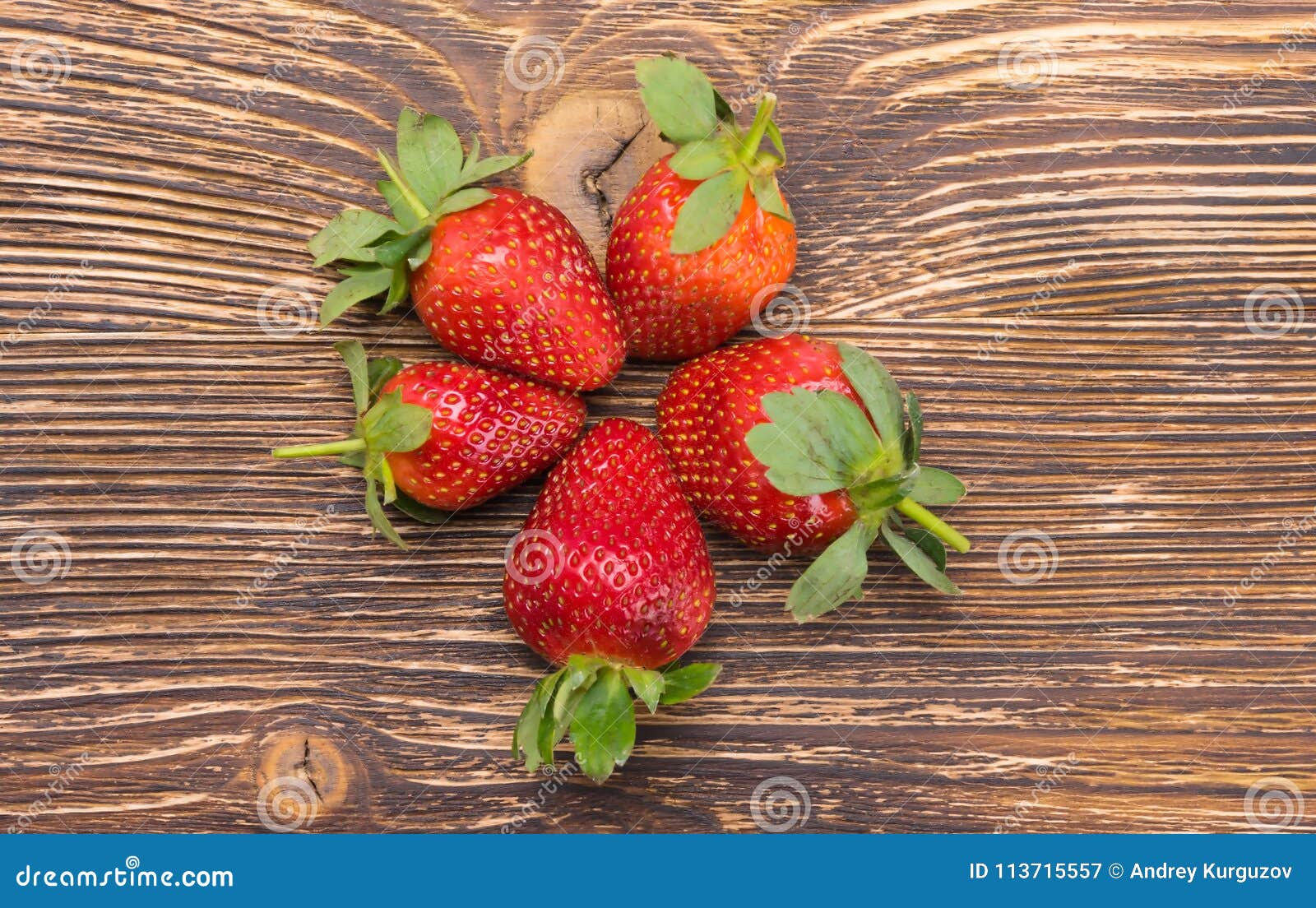 Five Strawberries is Beautiful on a Table Together Stock Image - Image ...