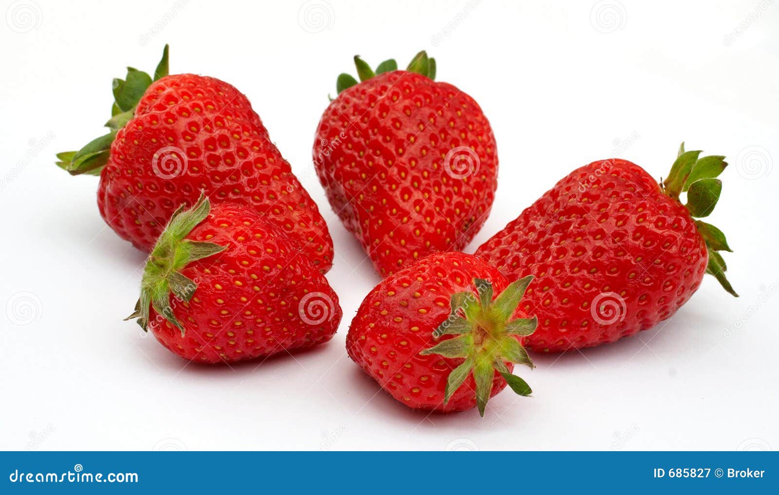 Five Strawberries, Focus on the Strawberry in Front Stock Image - Image ...