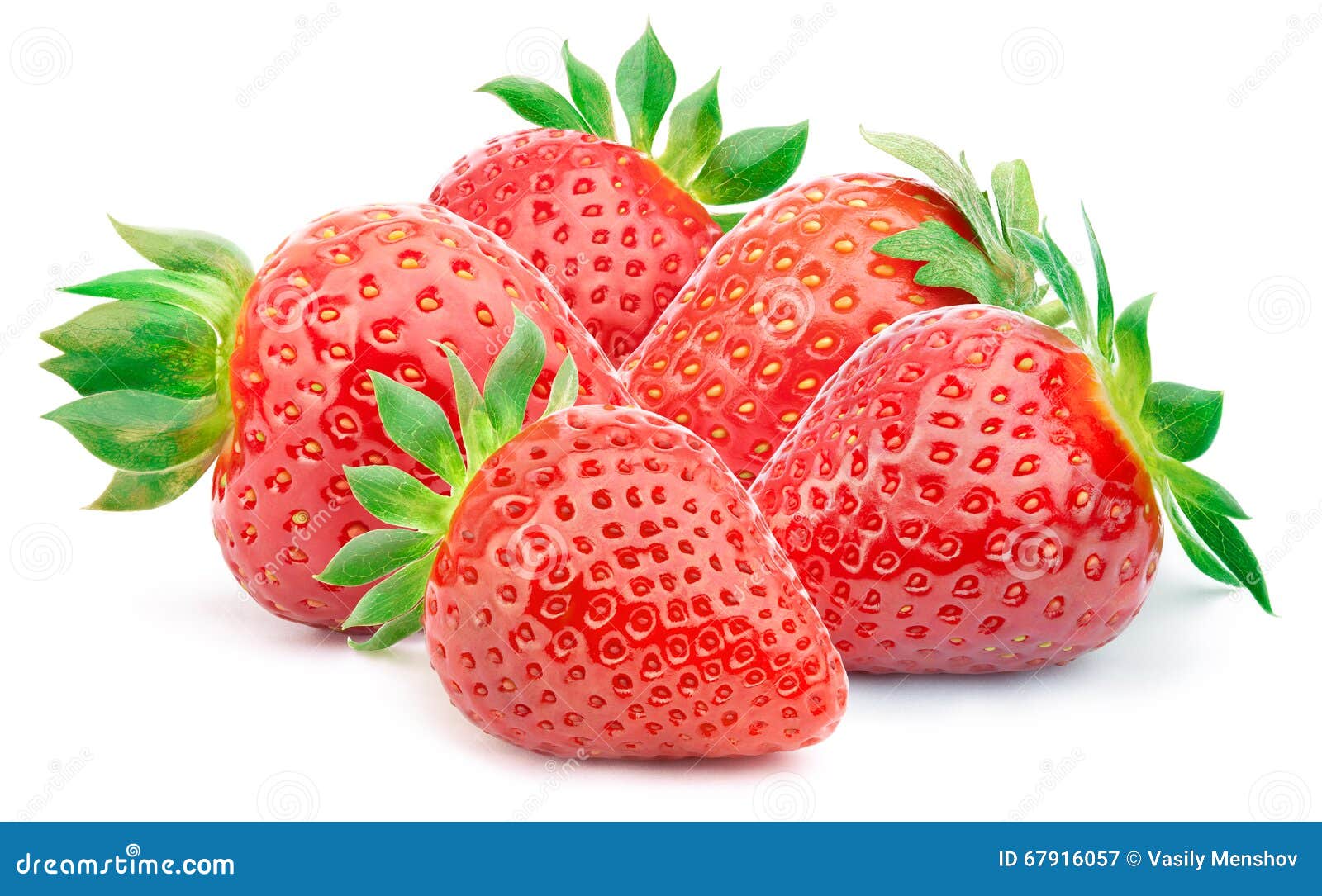 Five Strawberries with Leaves Isolated Stock Image - Image of clipping ...