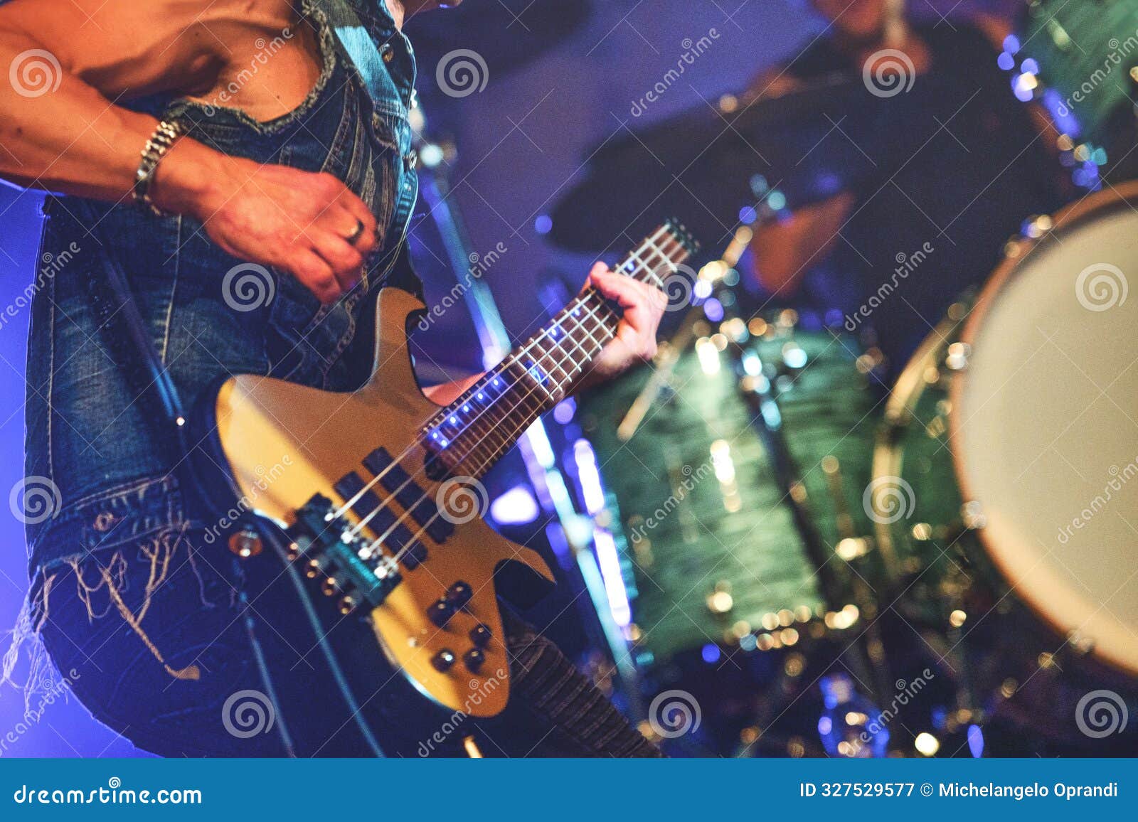 Five String Electric Bass in a Band Stock Image - Image of performance ...