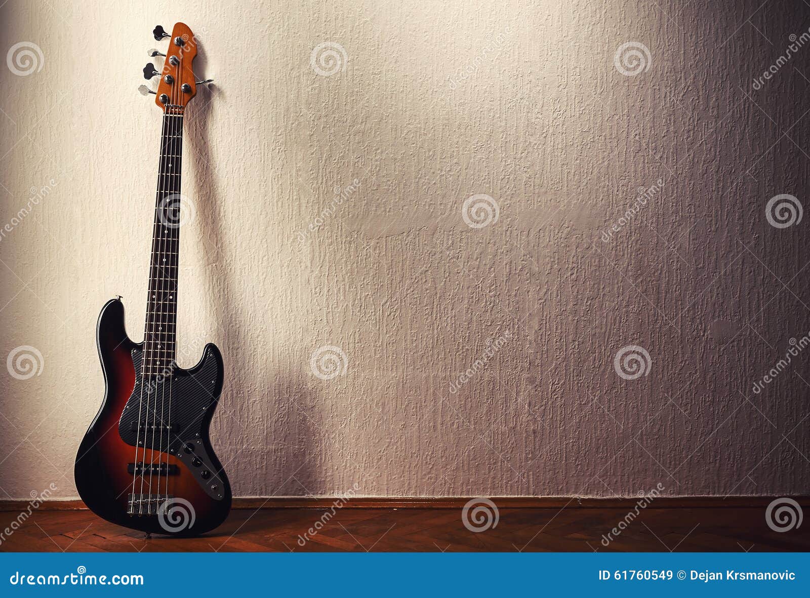 Five Strings Jazz Bass and Wall Stock Image - Image of music, musical ...