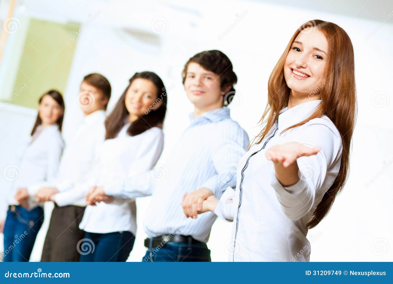 Five students smiling stock image. Image of discussing - 31209749
