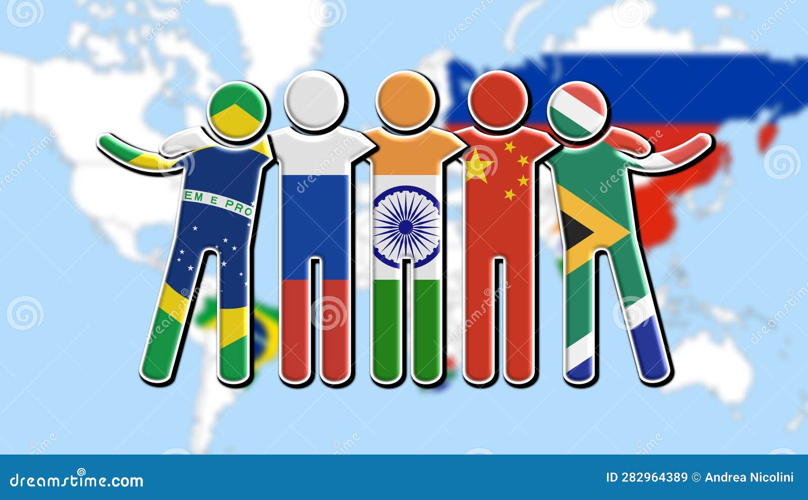 BRICS Five Stylized Men, with the Flags of Their Respective Countries ...
