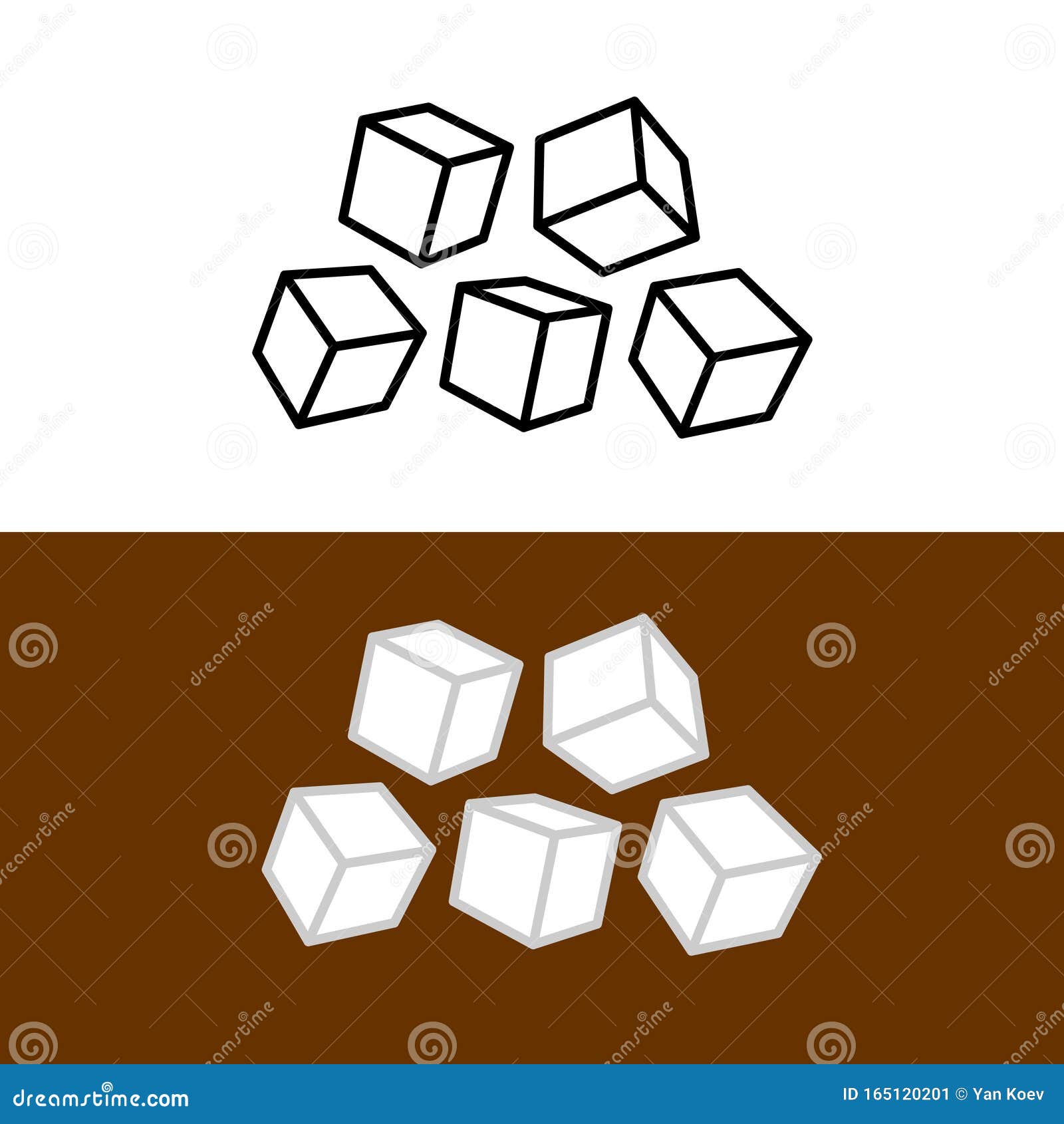 A Set Of Five Ice Cubes Isolated On A Transparent Background Vector ...