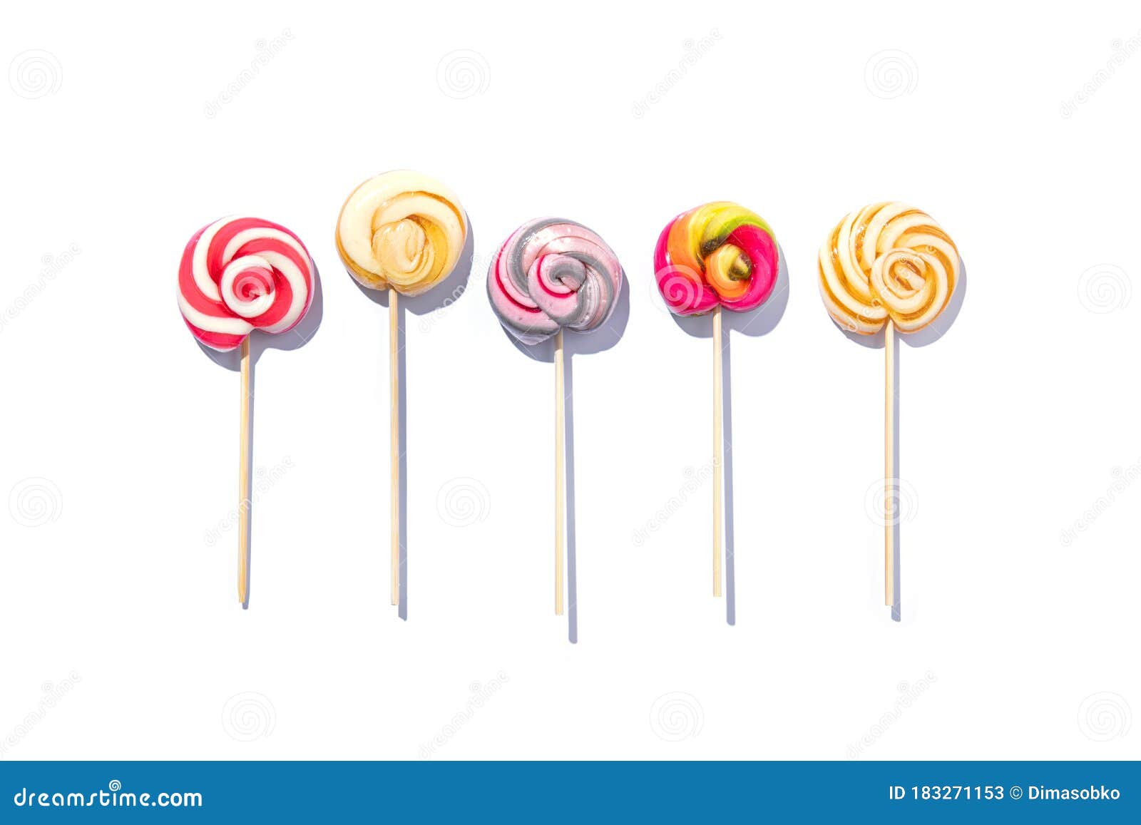Five Sweet Lollypops Isolated Stock Image - Image of lollipop, single ...