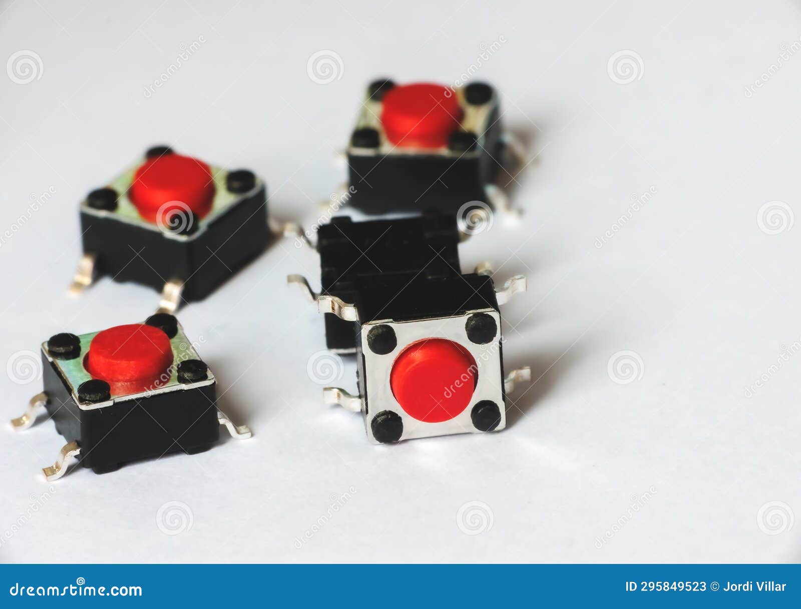 Five Tact Switch, Red Pushbutton Switch,component Electronic,copy Space ...