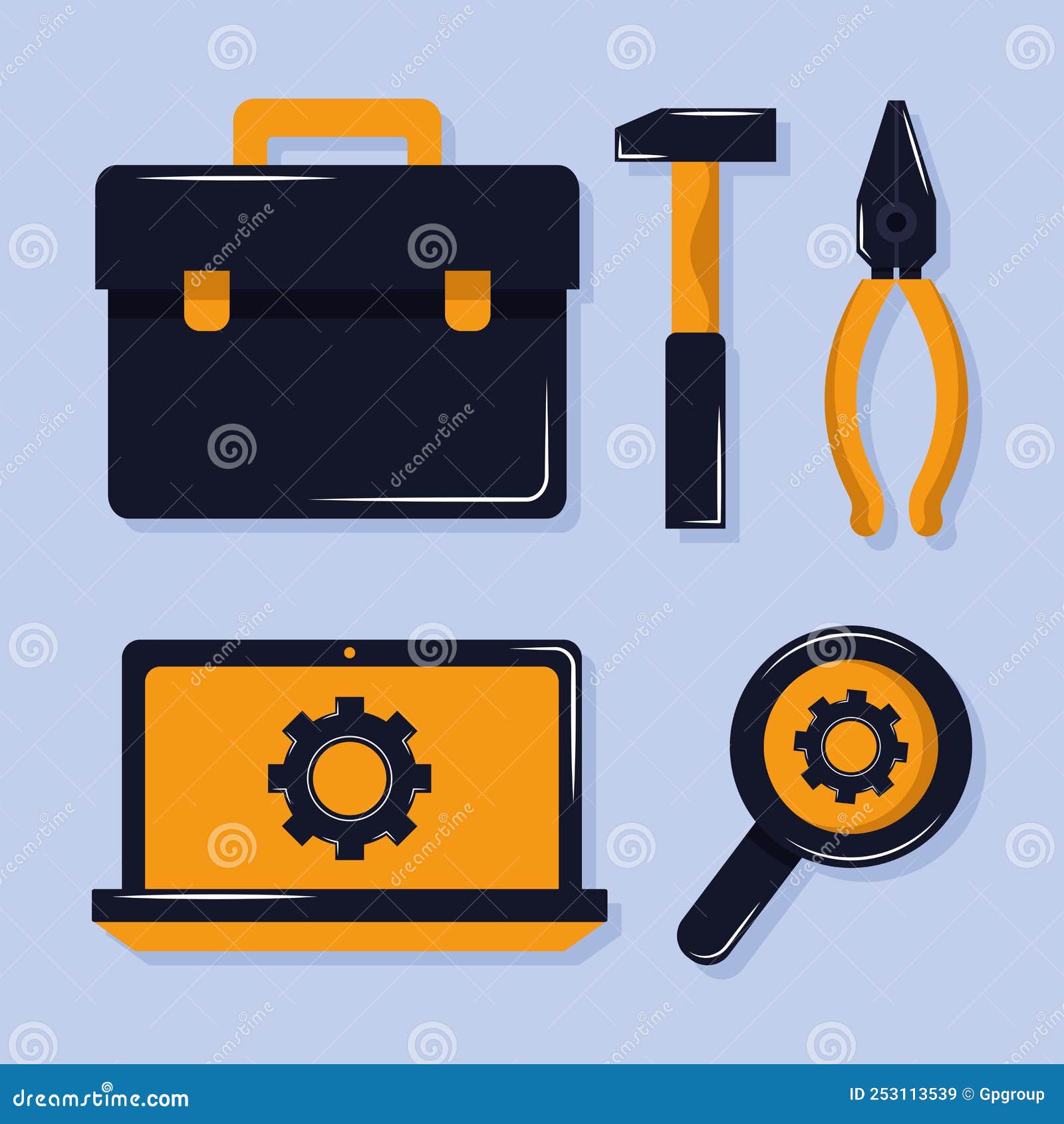 Five Technical Service Icons Stock Vector - Illustration of technician ...