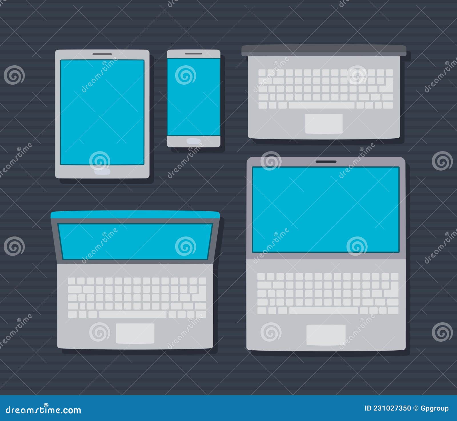 Five technology divices stock vector. Illustration of screen - 231027350