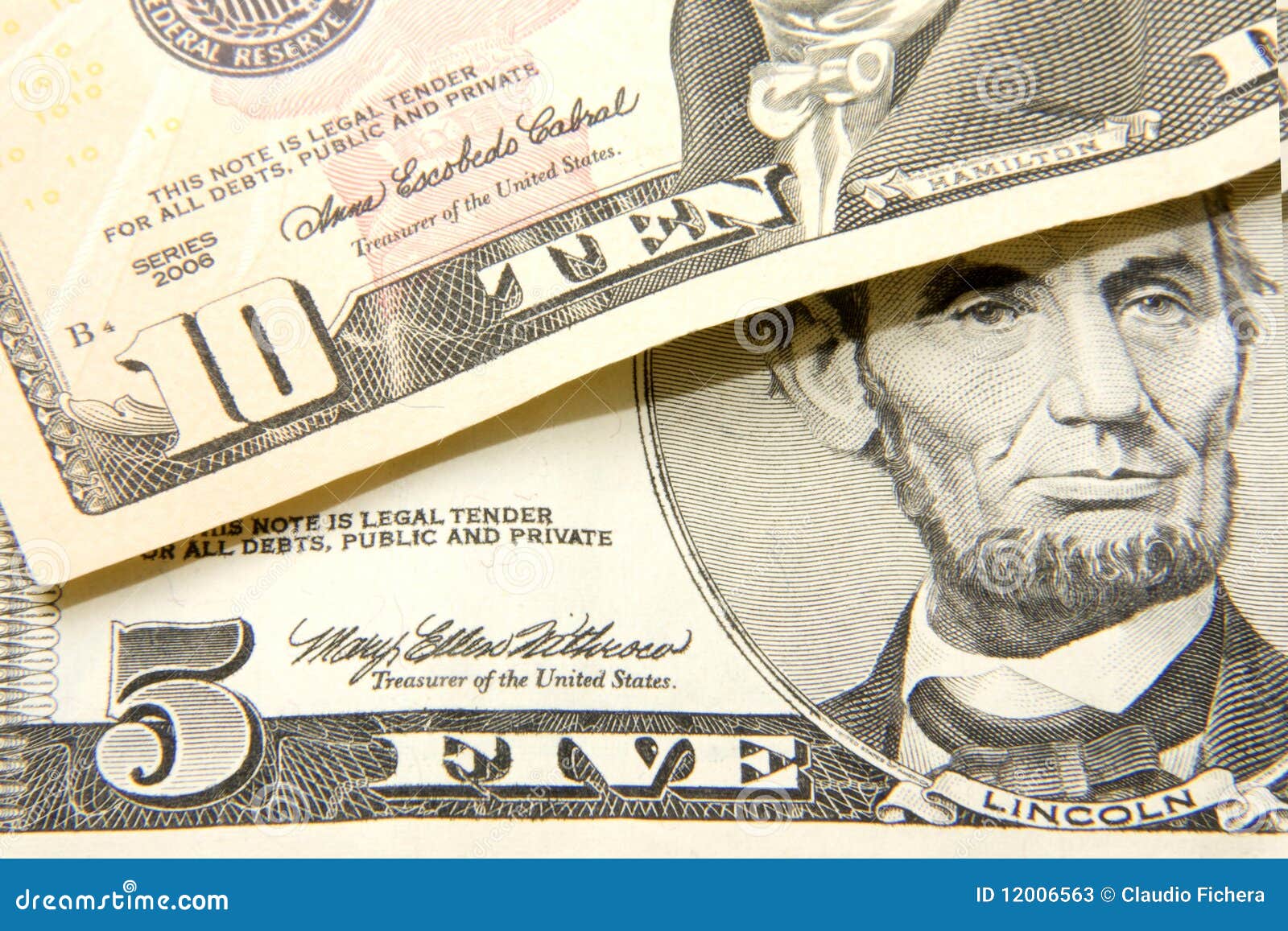 Five and ten dollars stock image. Image of bureau, finance - 12006563