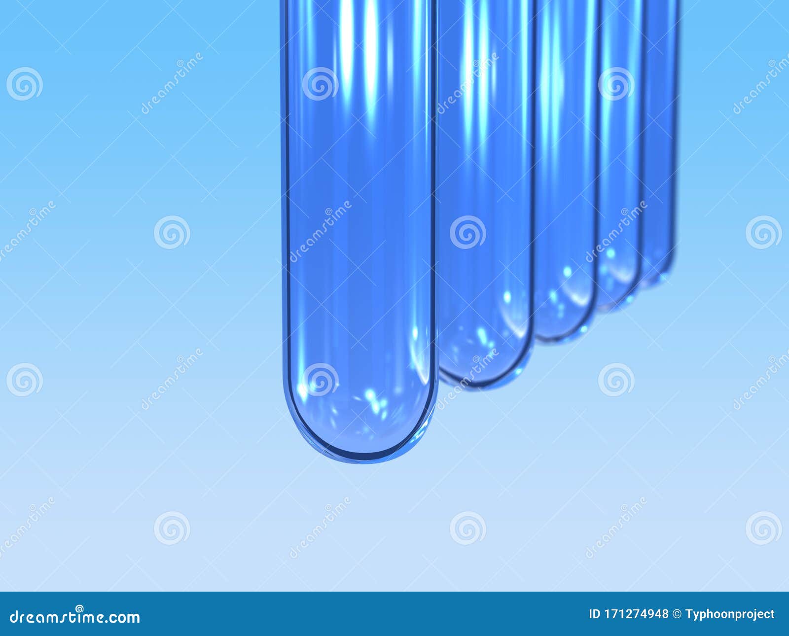 Five Test Tubes are Arranged in Order. Close Up of the Bottom Stock ...