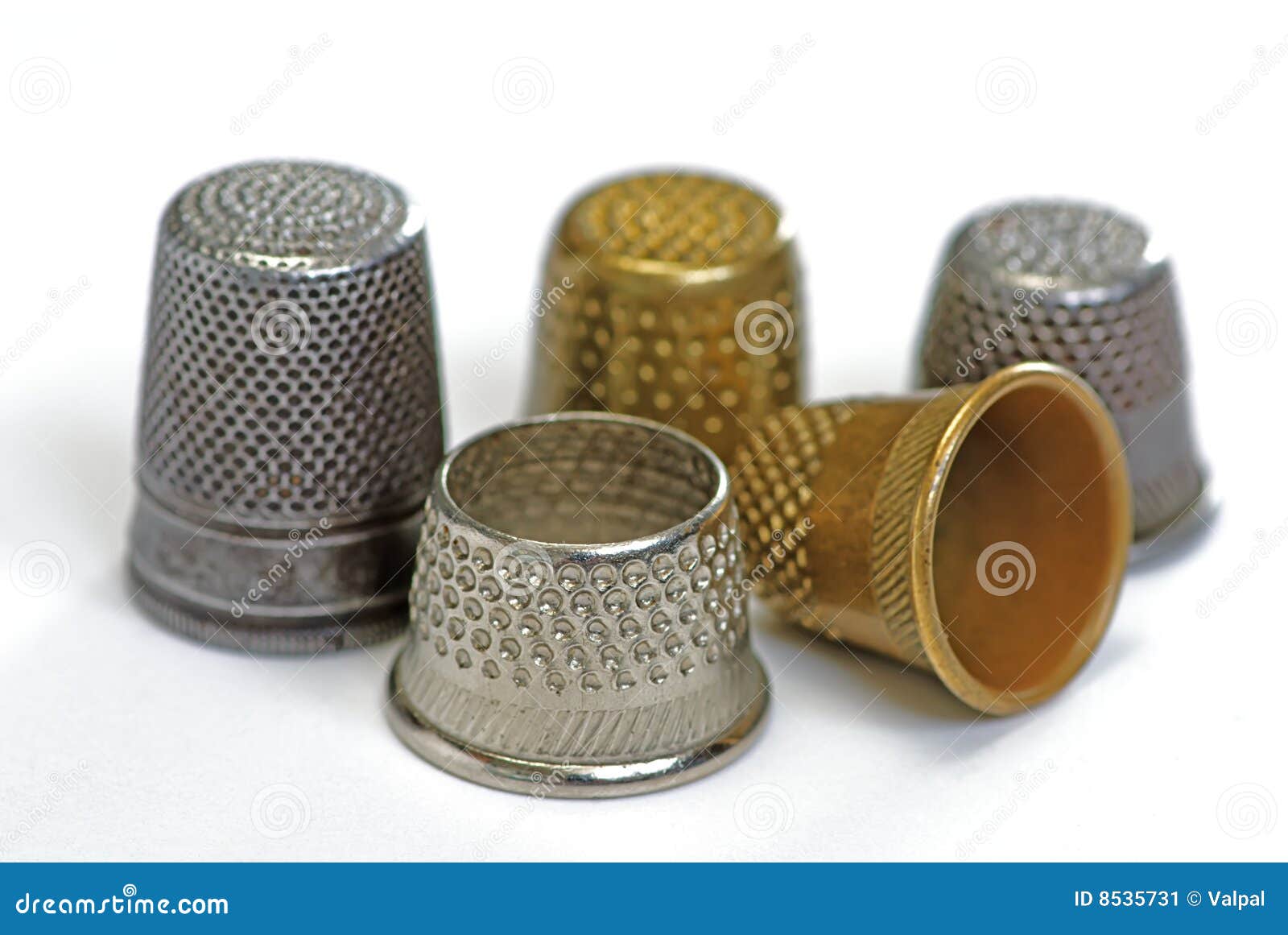 Five thimbles stock image. Image of accessory, tool, clothing - 8535731