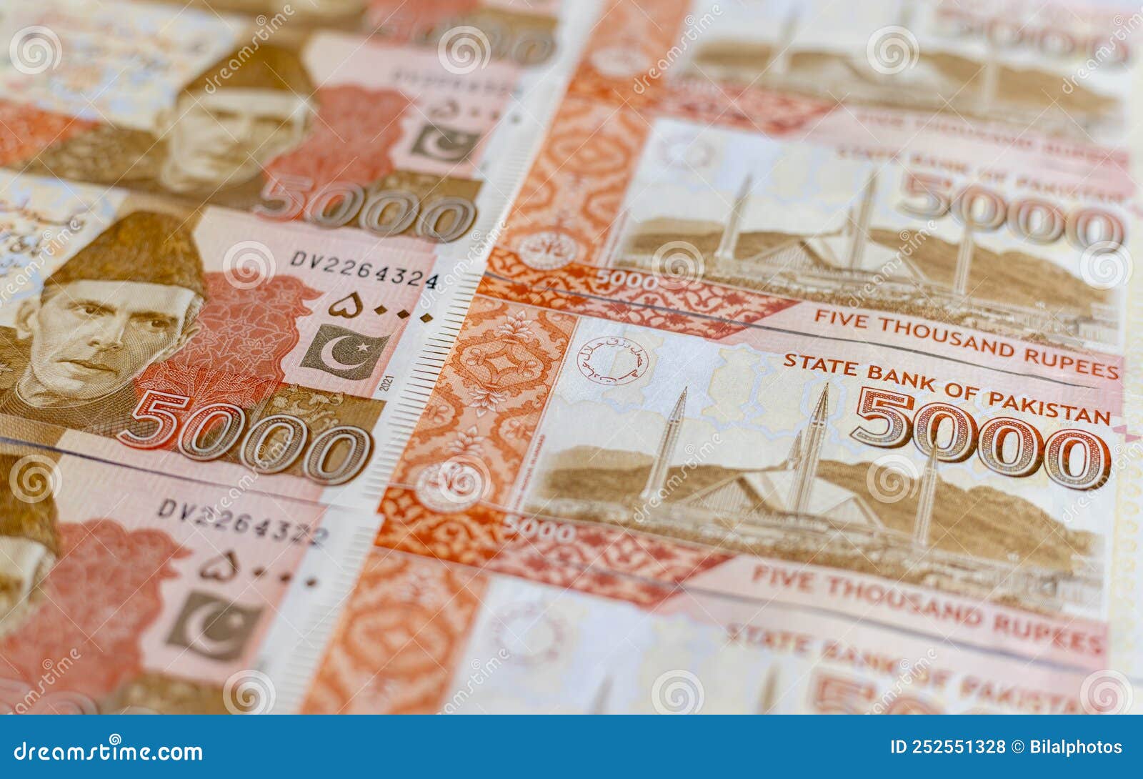 Five Thousand Pakistani Rupees Banknotes Close Up View with Selective ...