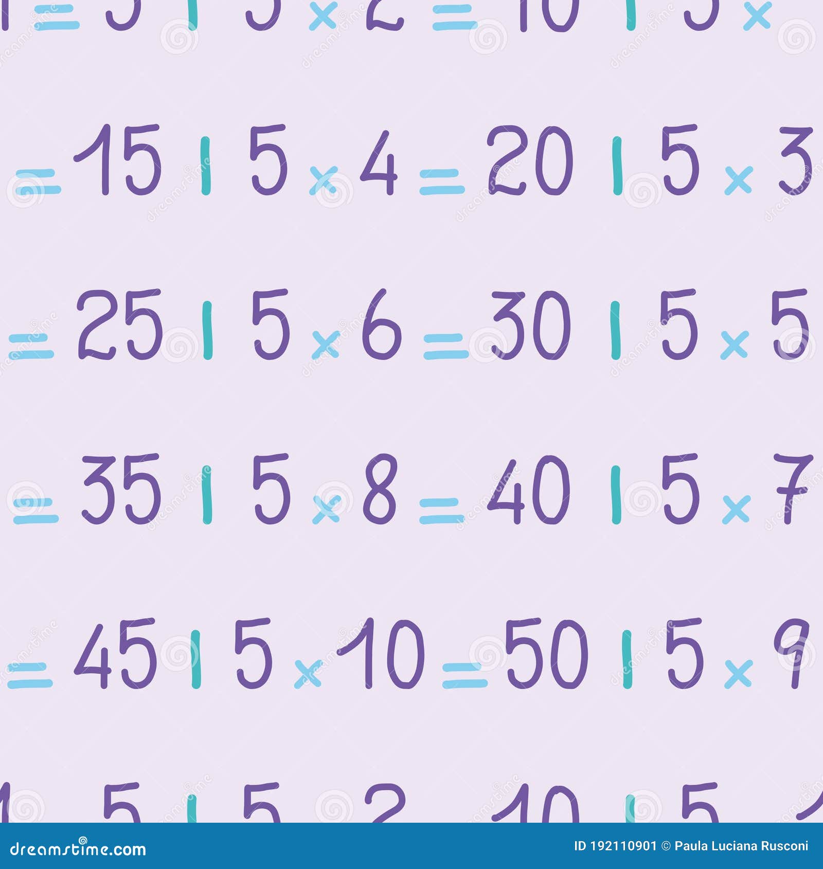 Five Times Table Vector Repeating Pattern Stock Vector - Illustration ...