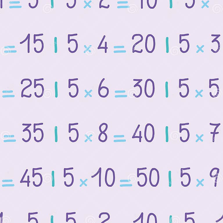 Five Times Table Vector Repeating Pattern Stock Vector - Illustration ...
