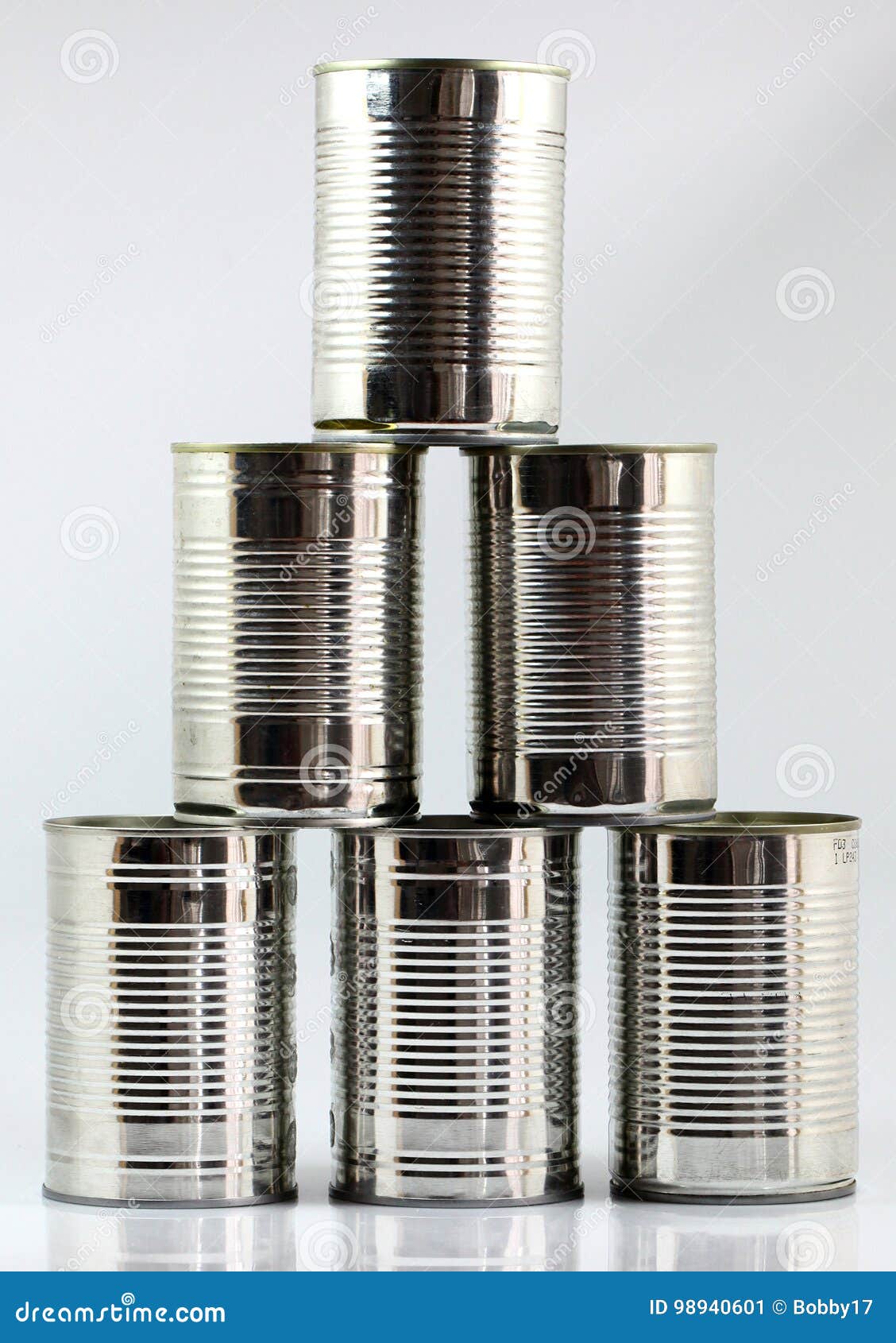 Five tin cans stacked stock image. Image of canister - 98940601