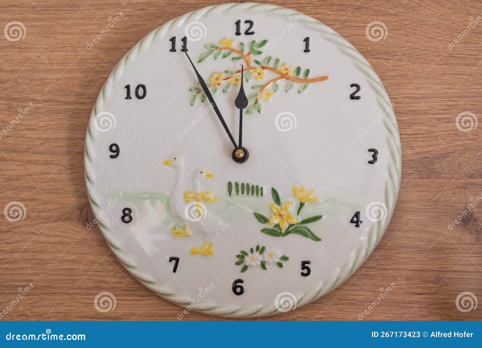 Five To Twelve Wall Clock with Numbers Stock Image - Image of late ...
