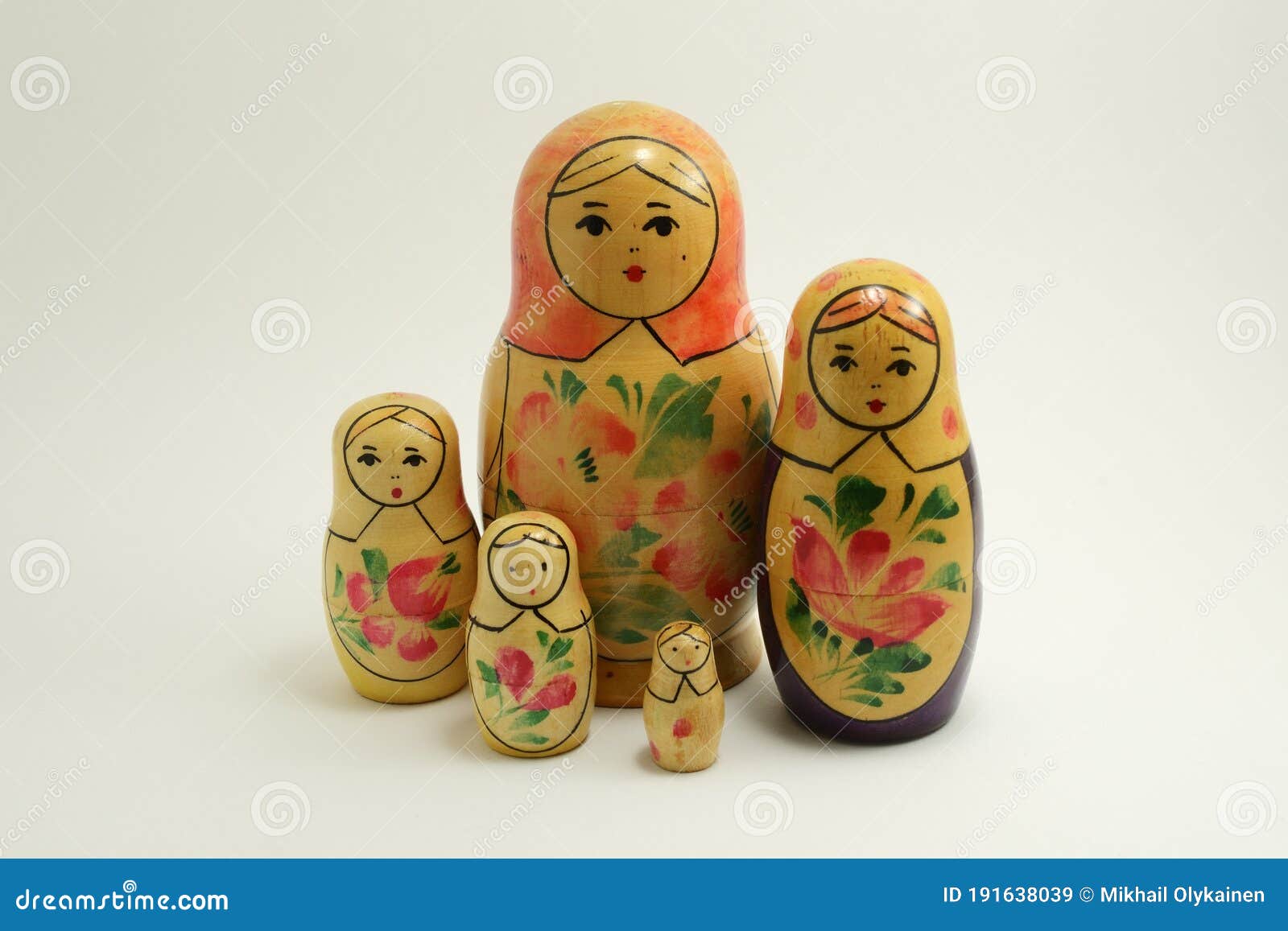 Five Traditional Russian Matryoshka Dolls Stock Photo | CartoonDealer ...