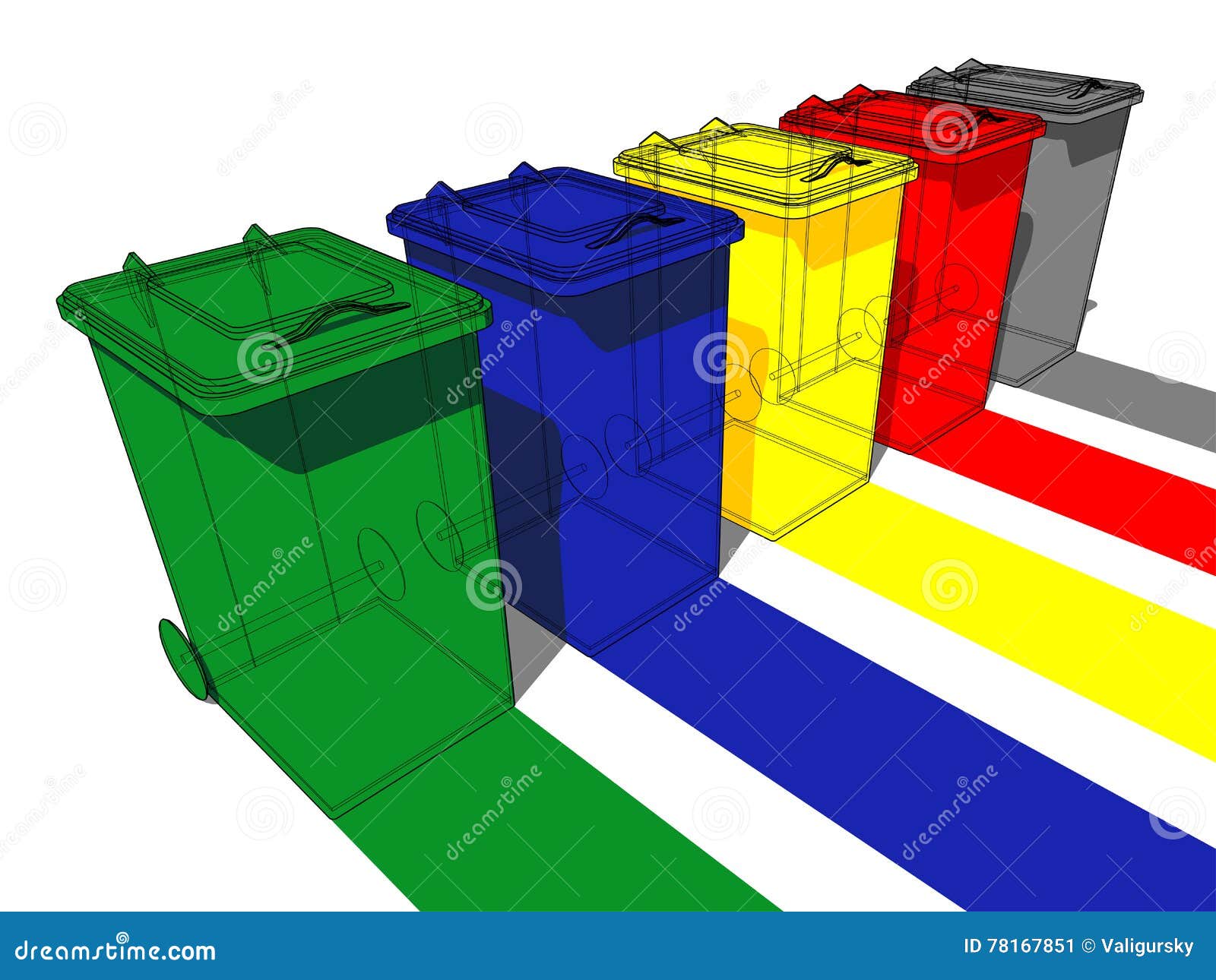 Garbage Separation Boxes By Colors Cartoon Vector | CartoonDealer.com ...