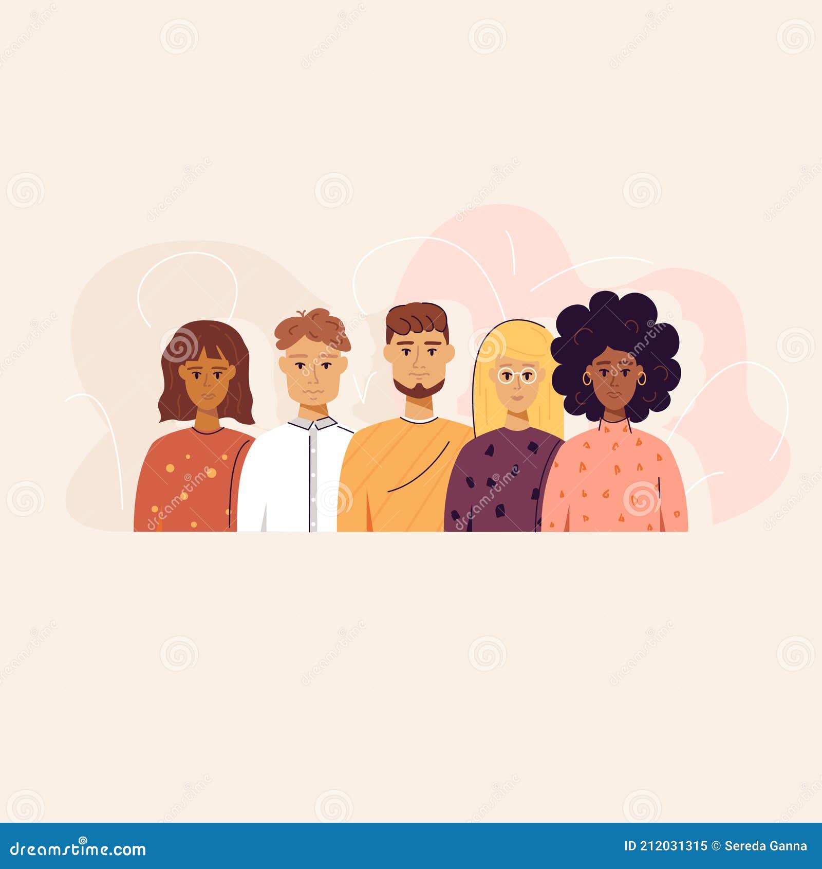 Five Trendy People Concept stock vector. Illustration of together ...