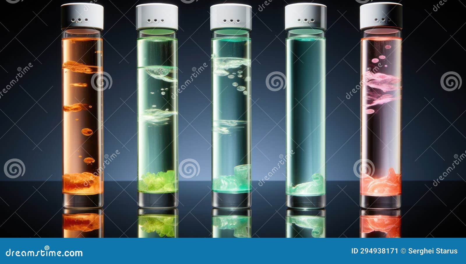 Five Tubes with Different Colored Liquid in Them, AI Stock Illustration ...