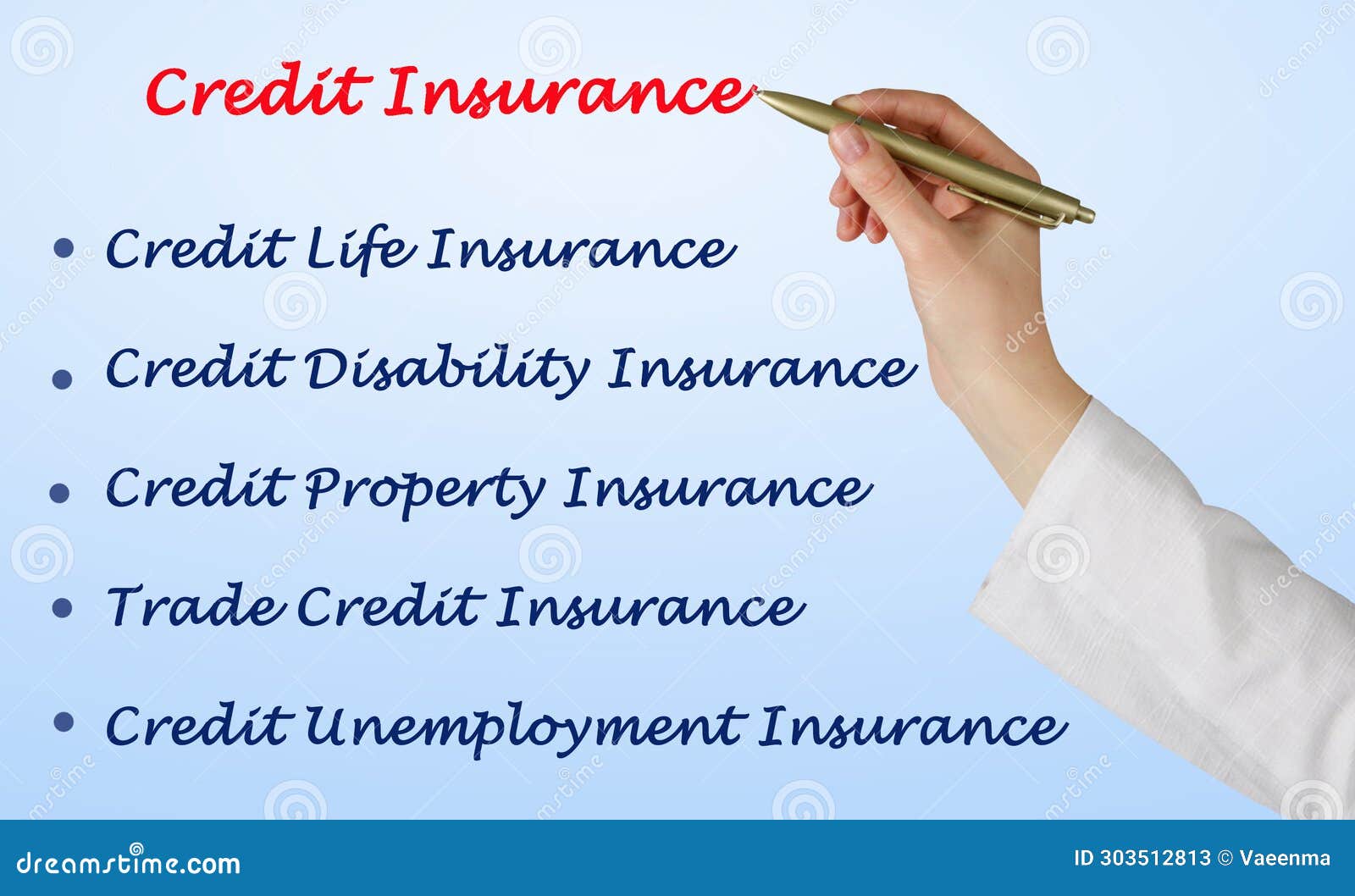 Types of Credit Insurance stock image. Image of property - 303512813