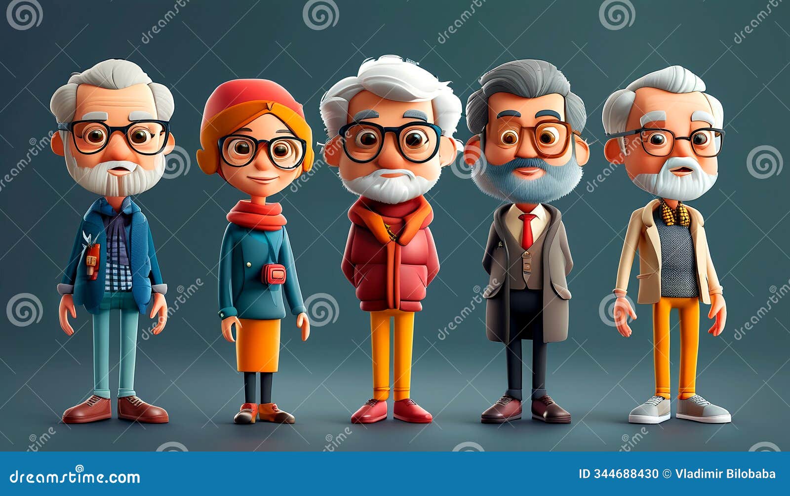 Five Unique Characters Display Individual Styles and Charm Stock ...