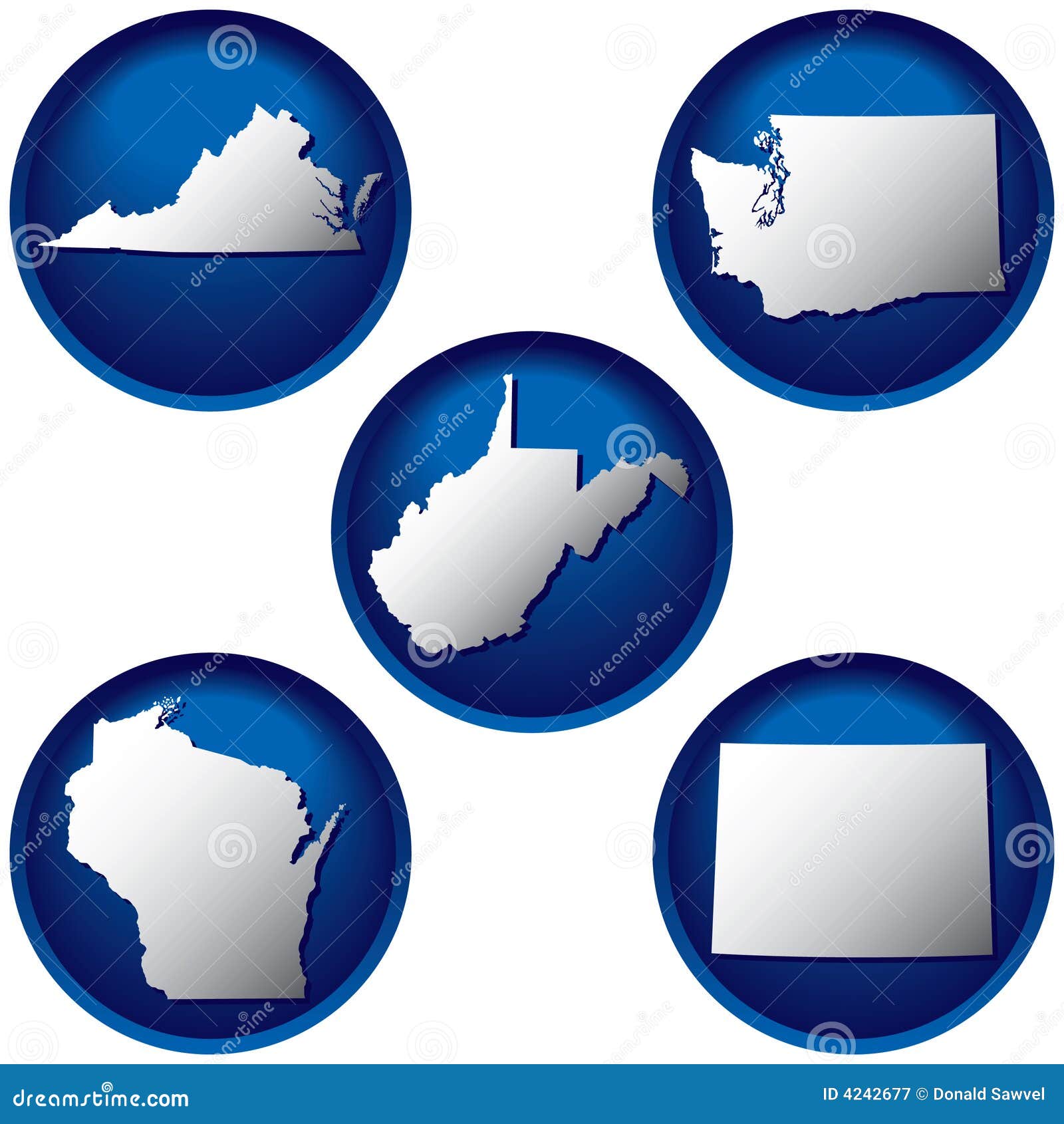 Five United States Buttons stock vector. Illustration of wisconsin ...