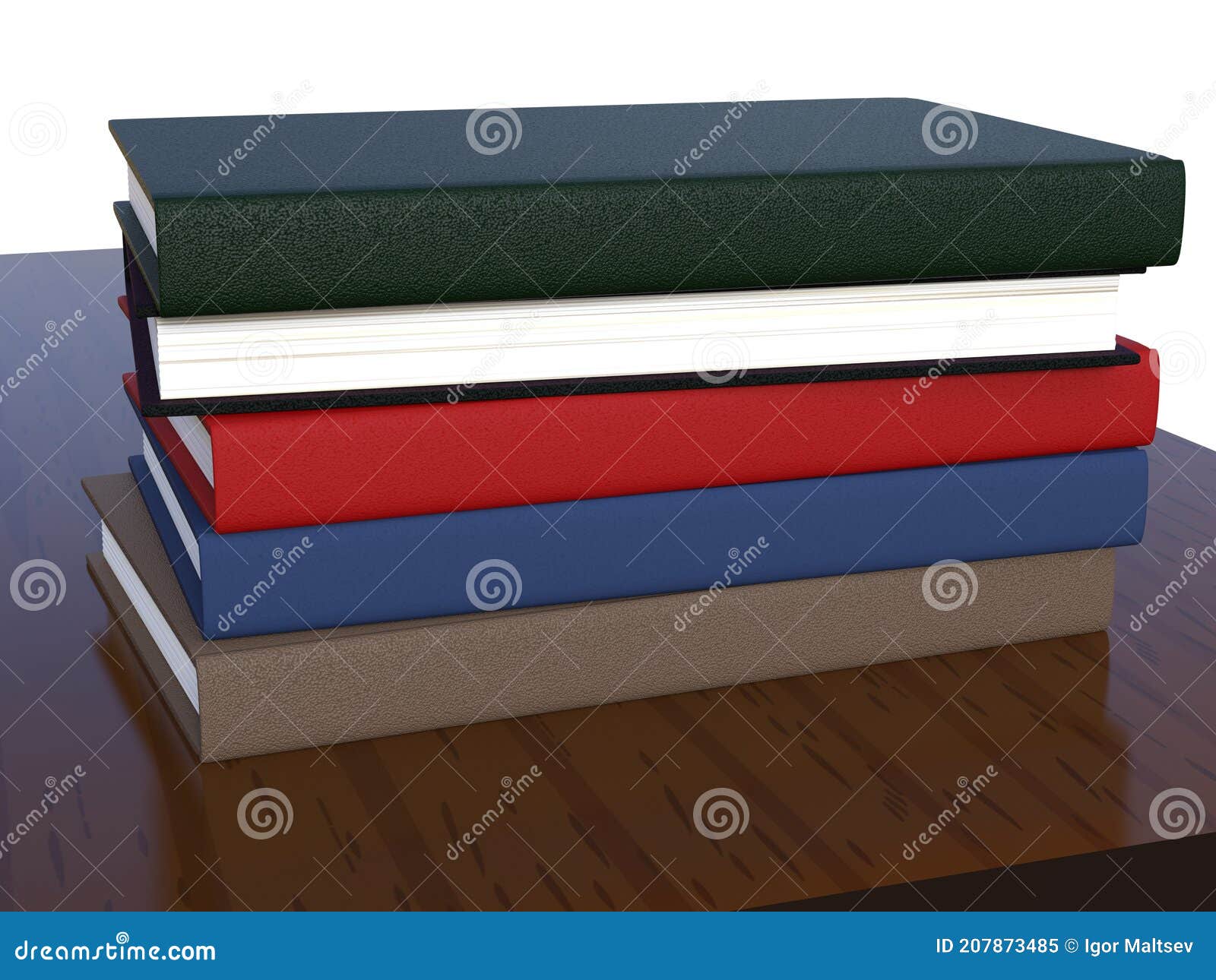 Five Untitled Books on a Table on White Stock Illustration ...
