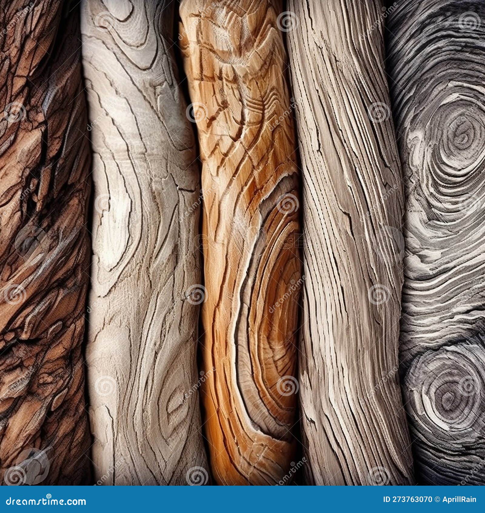 Five Varieties of Wood Close-up Stock Illustration - Illustration of ...