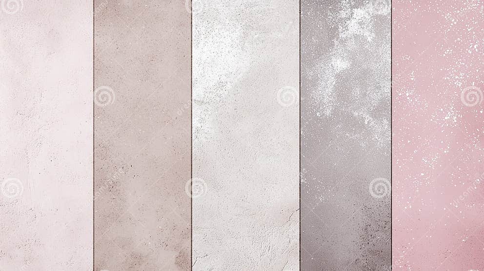 Five Vertical Rectangular Samples of Painted Concrete are Creating an ...