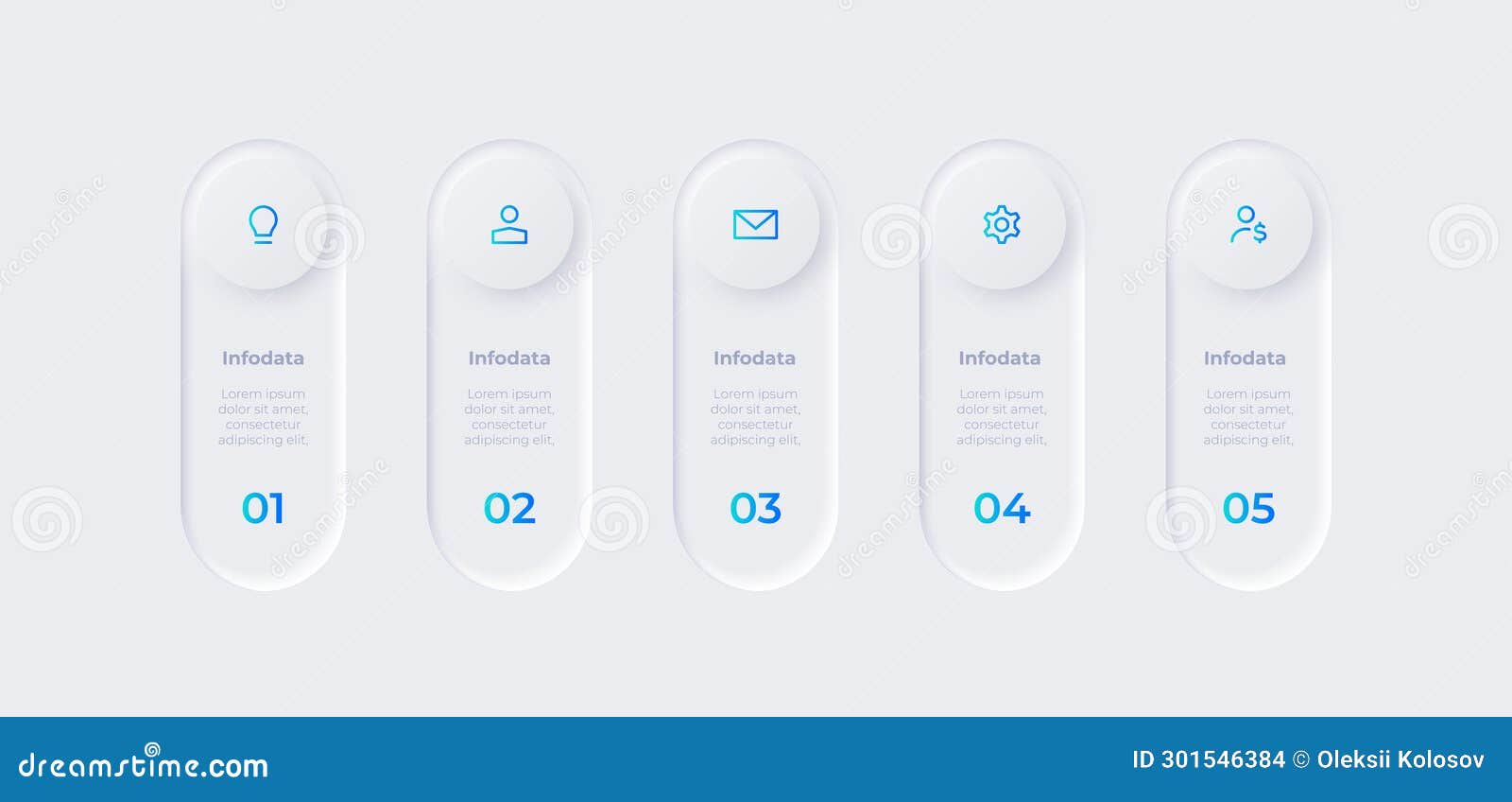 Five Vertical Rounded Elements for Infographic. Neumorphism Design ... Five Vertical Rounded Elements for Infographic. Neumorphism Design ...