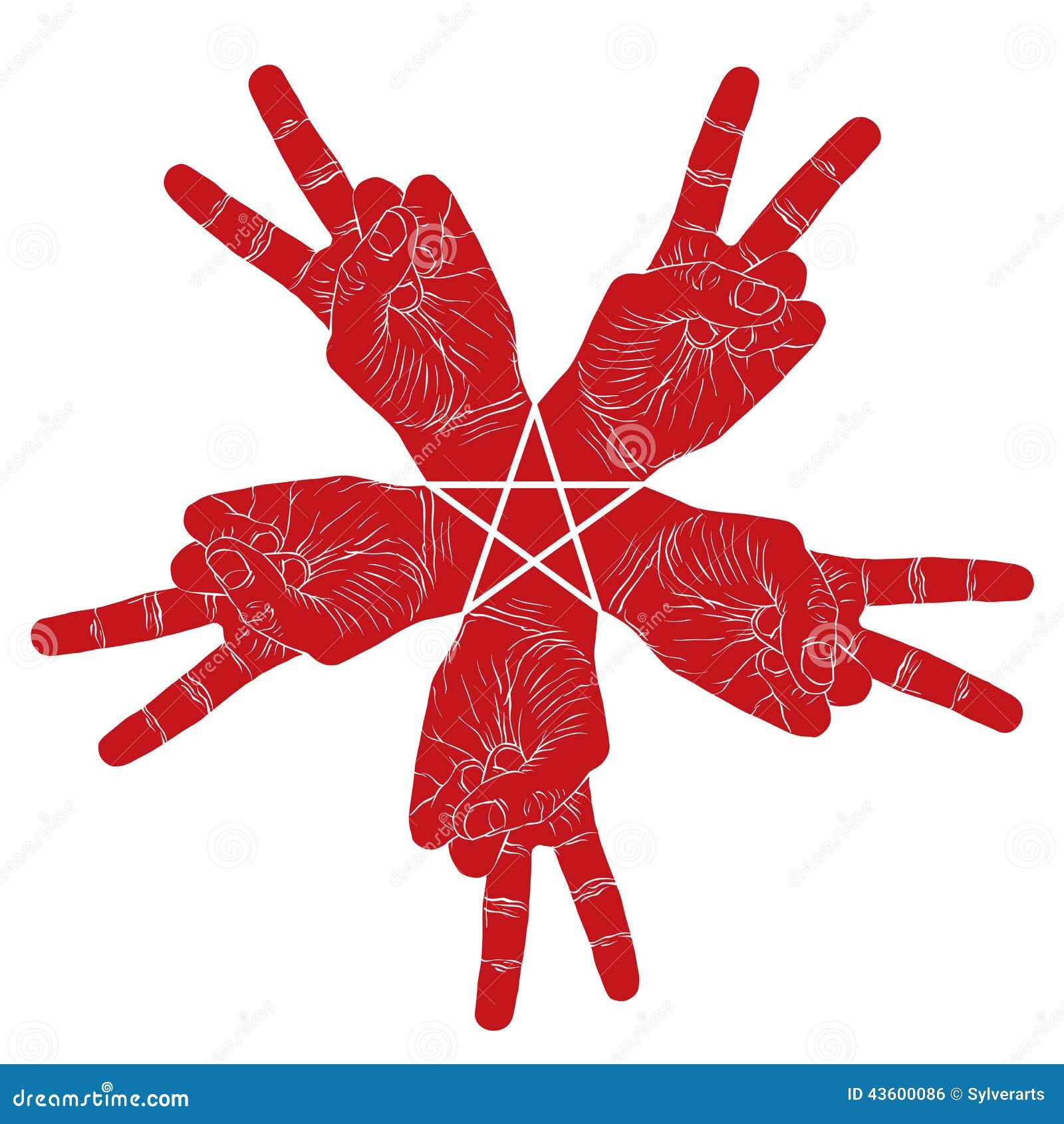 Five Victory Hands Abstract Symbol, Black And White Vector Special ...