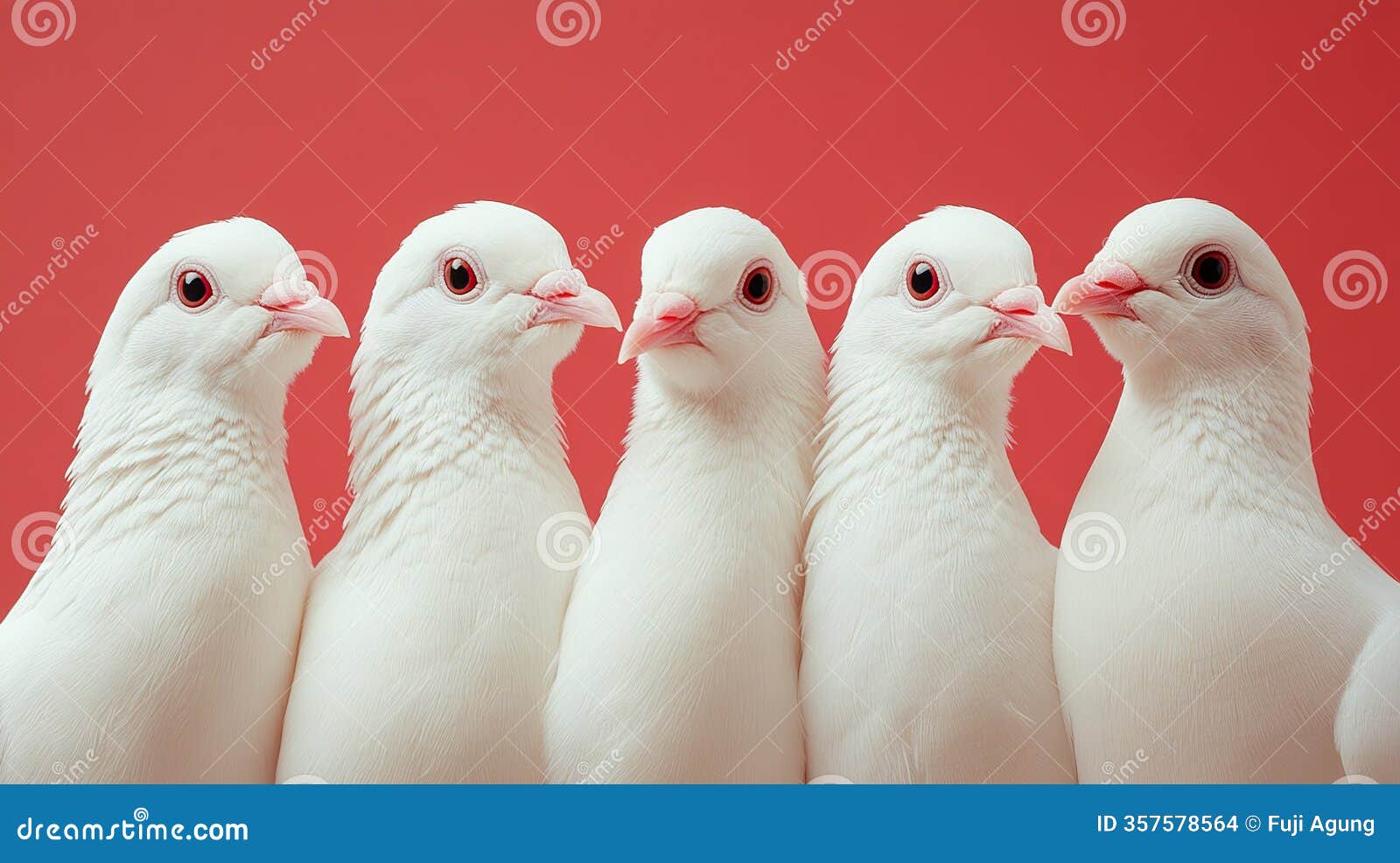 Five White Doves, Red Background, Peace Symbol, Studio Shot Stock ...