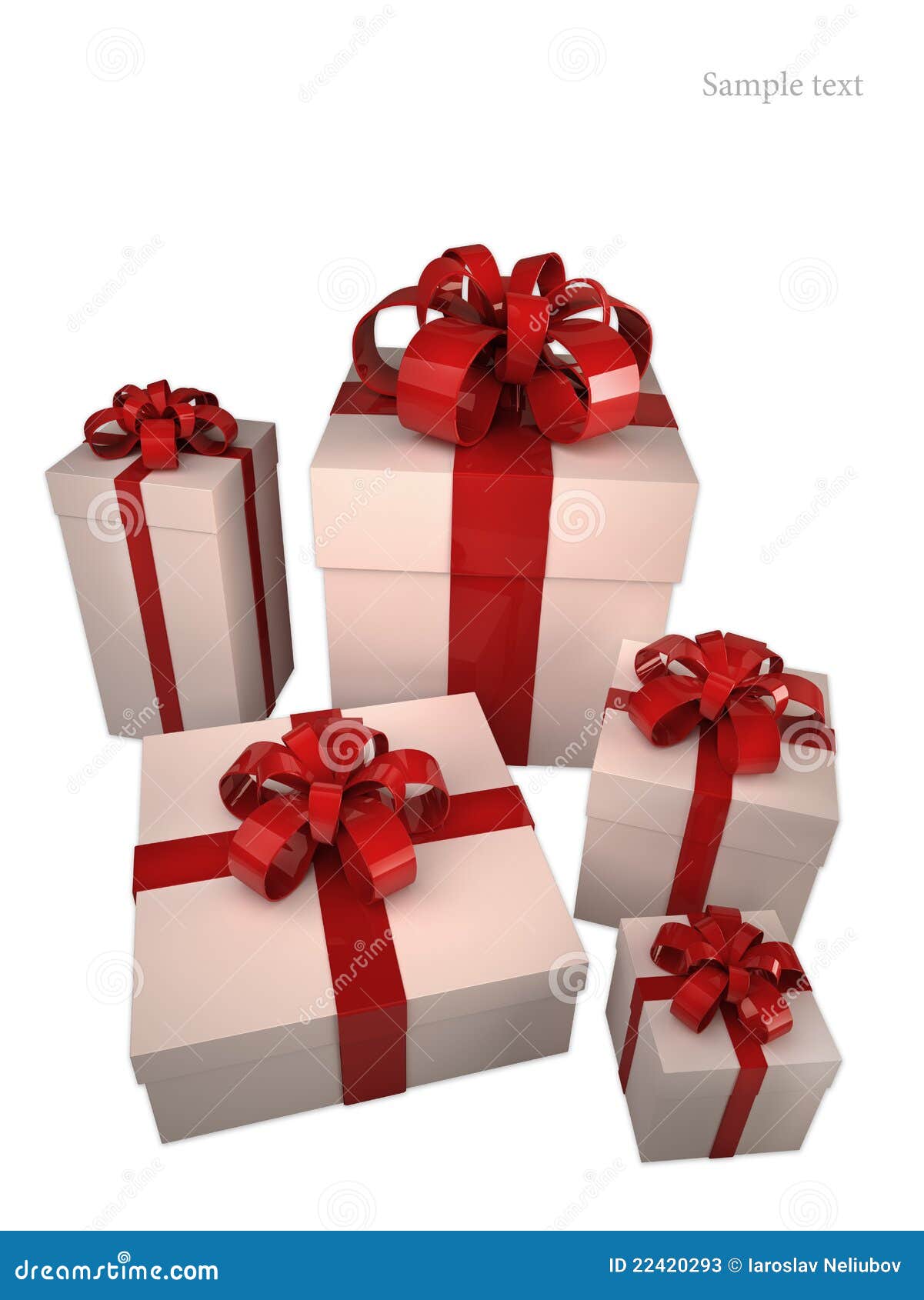 Five White Gift Boxes with Red Ribbon Stock Illustration - Illustration ...