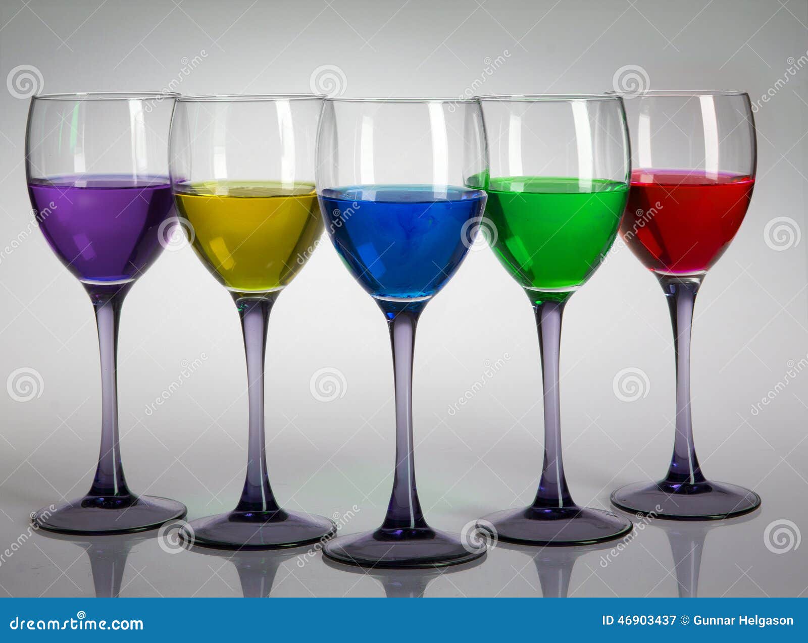 Five Wine Glasses with Colours Stock Image - Image of closeup, glass ...