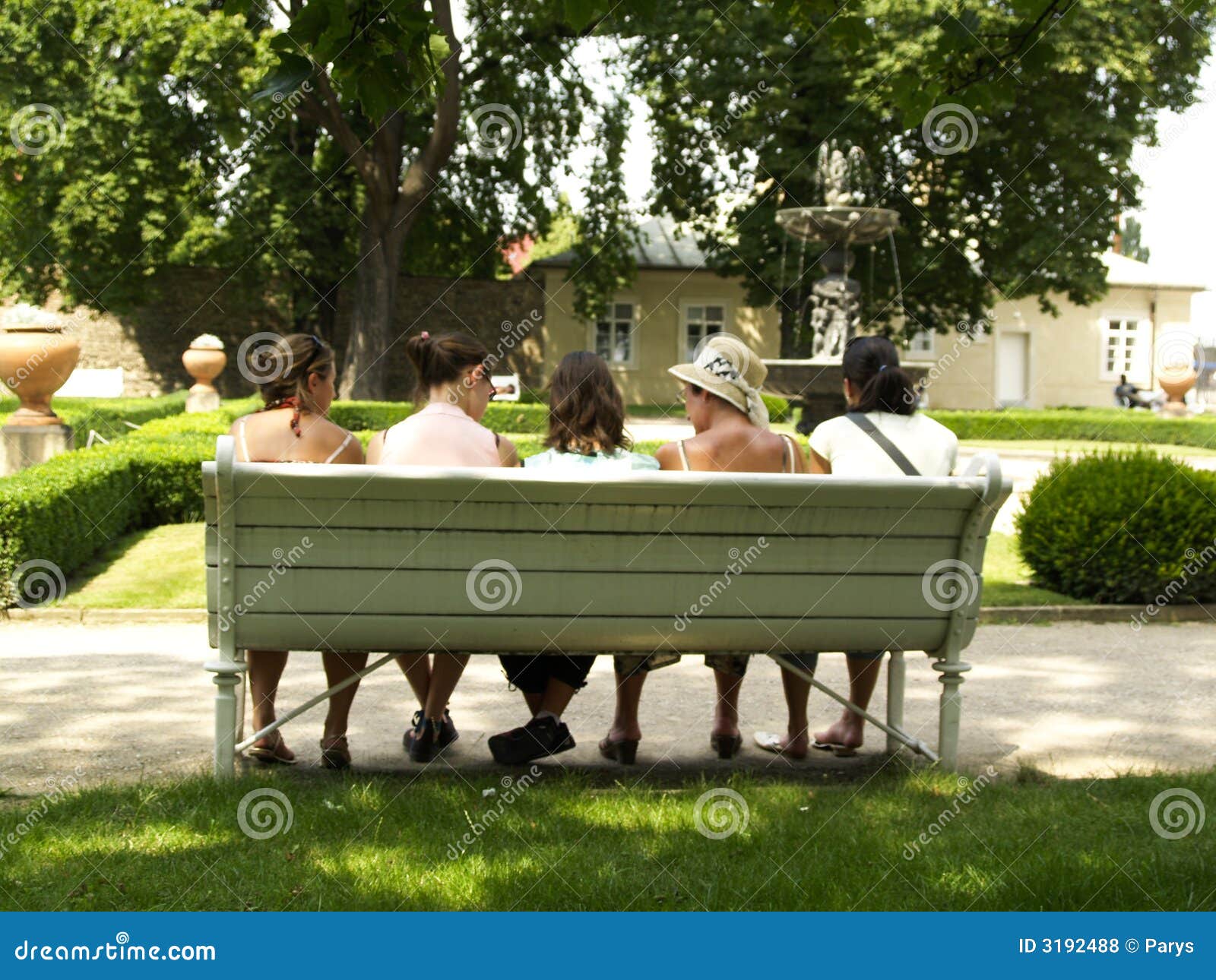 Five women on the bench stock photo. Image of relax, republic - 3192488