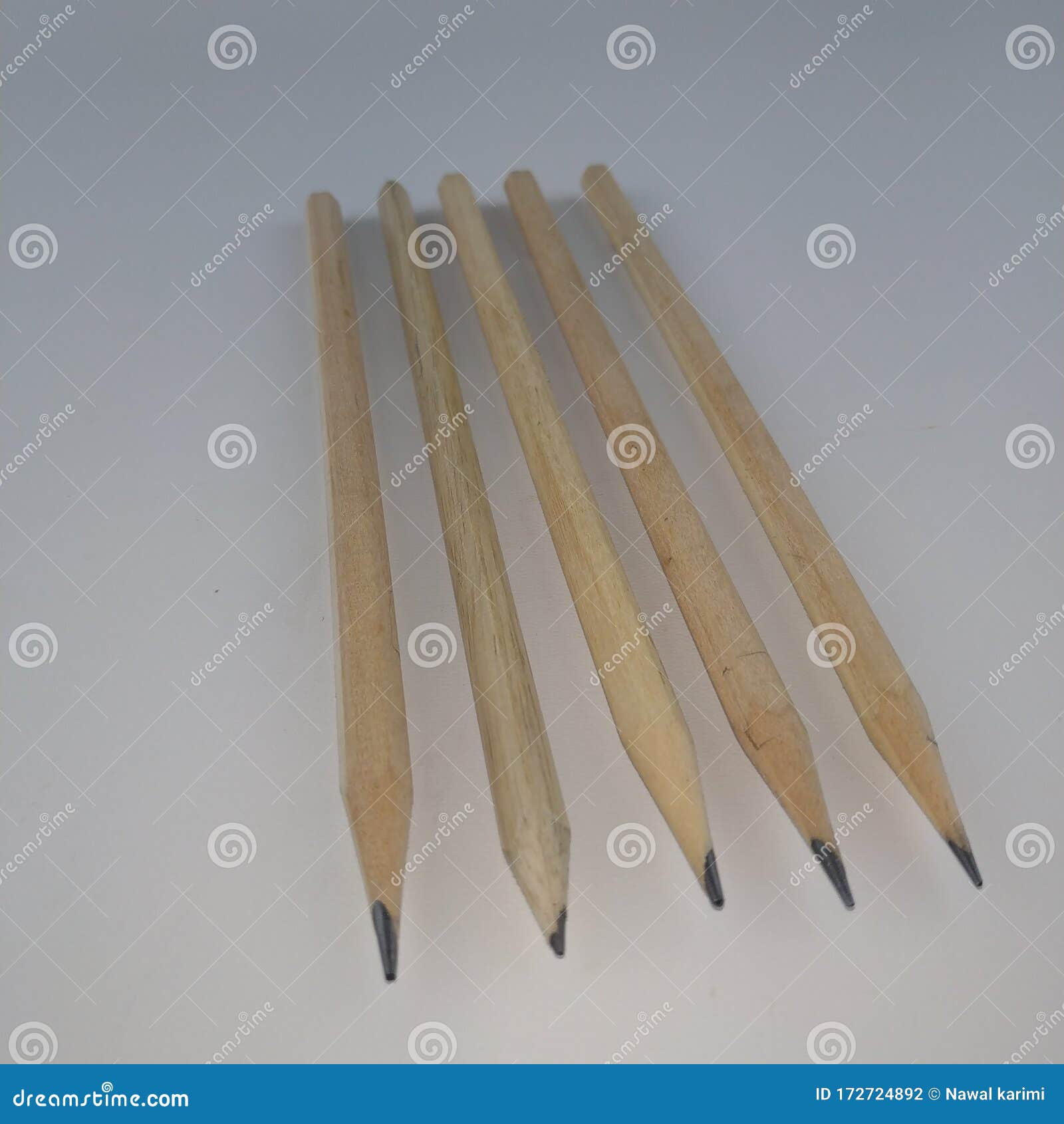 Five wood pencils in group stock photo. Image of number - 172724892