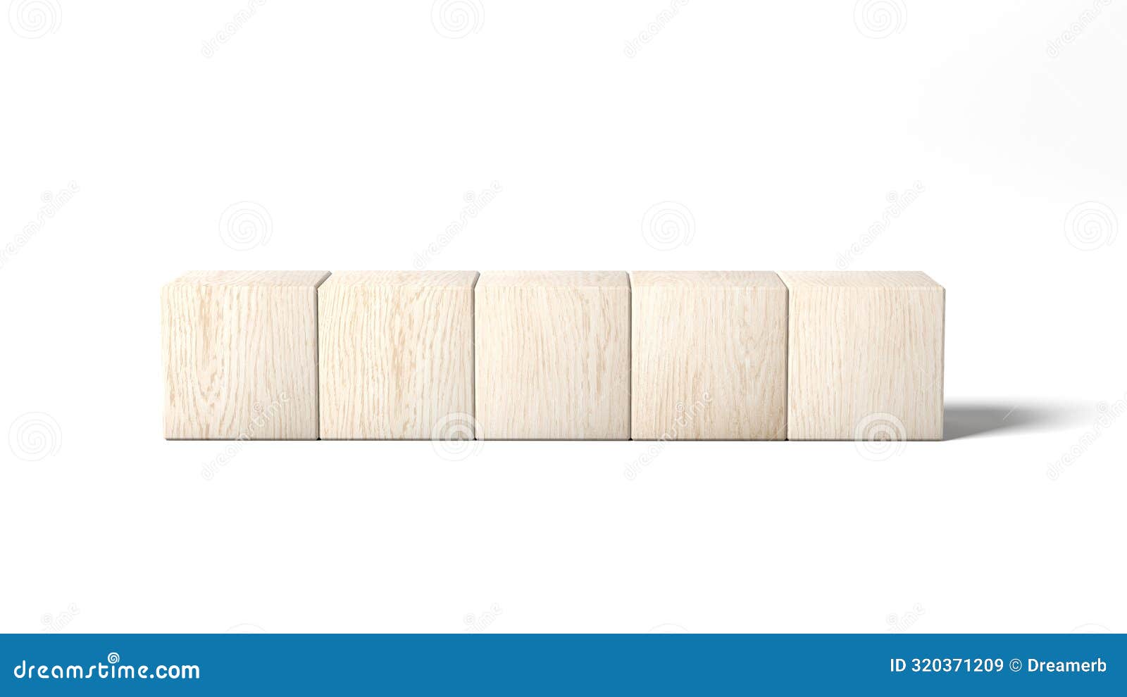 Five Wooden Blocks Isolated on White Background. Stock Illustration ...