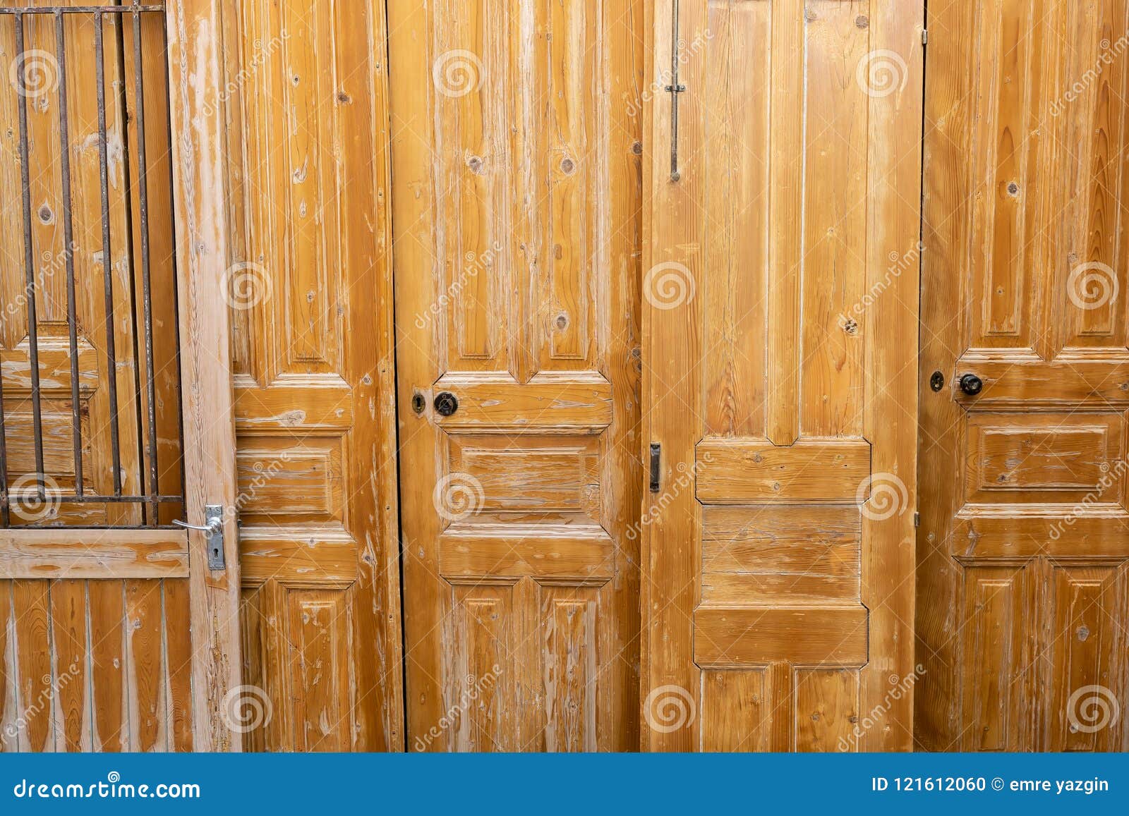 Five wooden doors stock photo. Image of brown, textured - 121612060