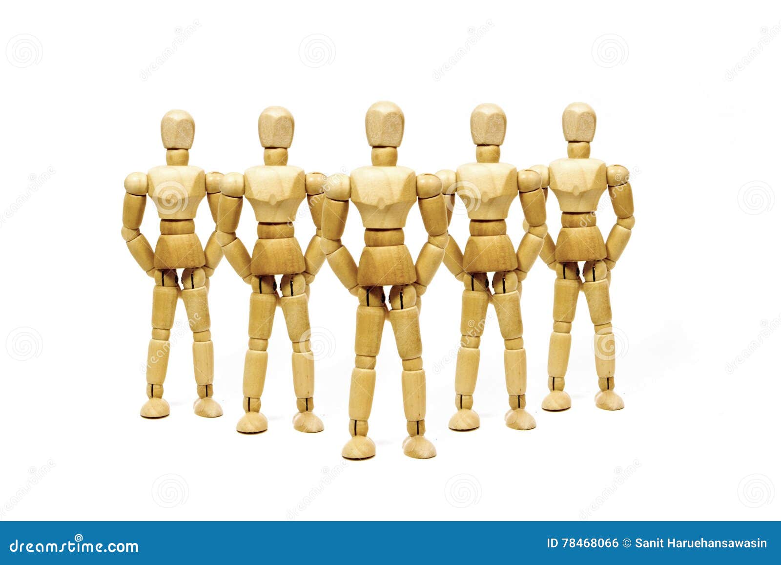 Five Wooden Puppets are Standing Stock Photo - Image of male, together ...